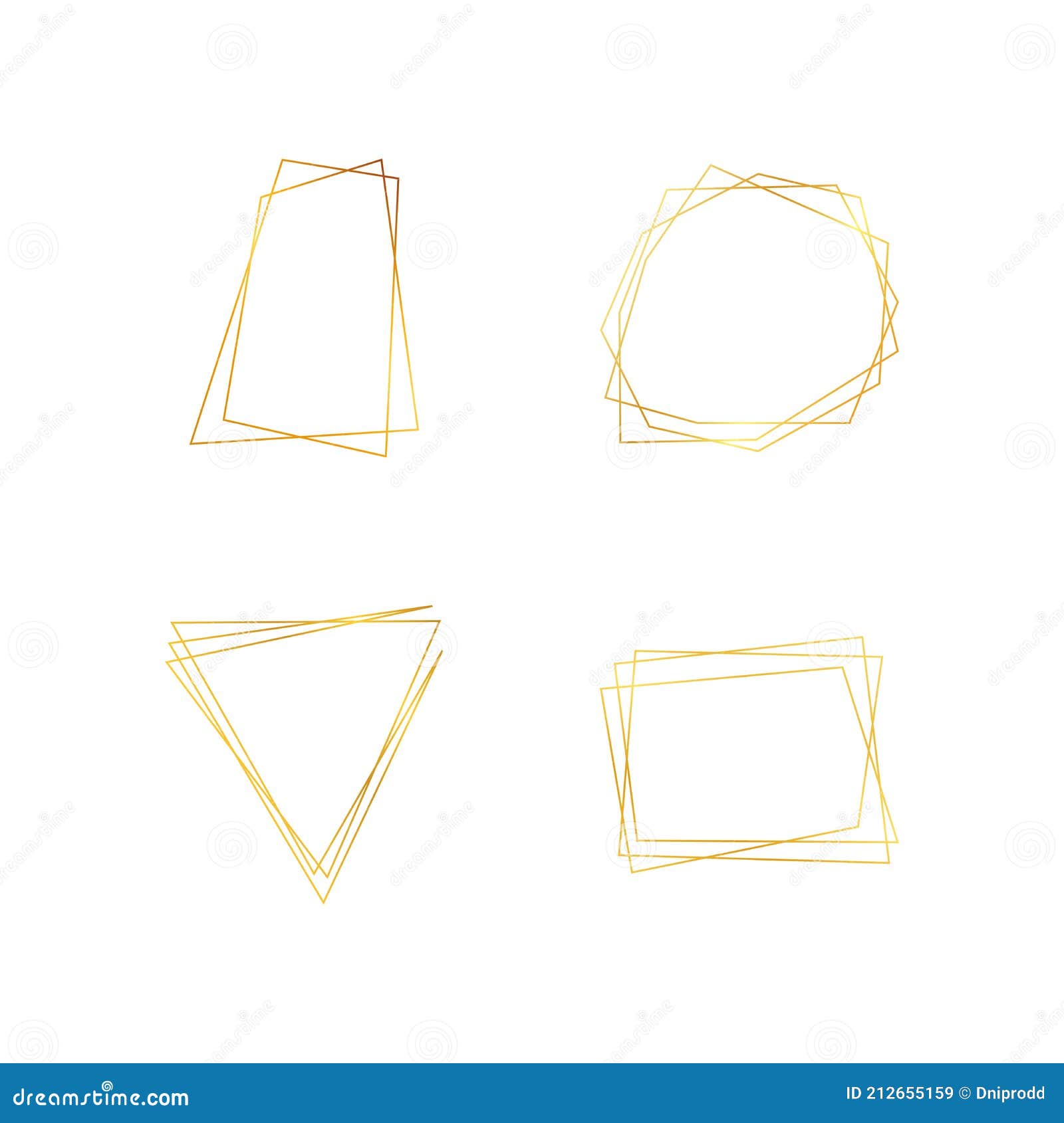 Set of Four Gold Geometric Polygonal Frames Stock Vector - Illustration ...