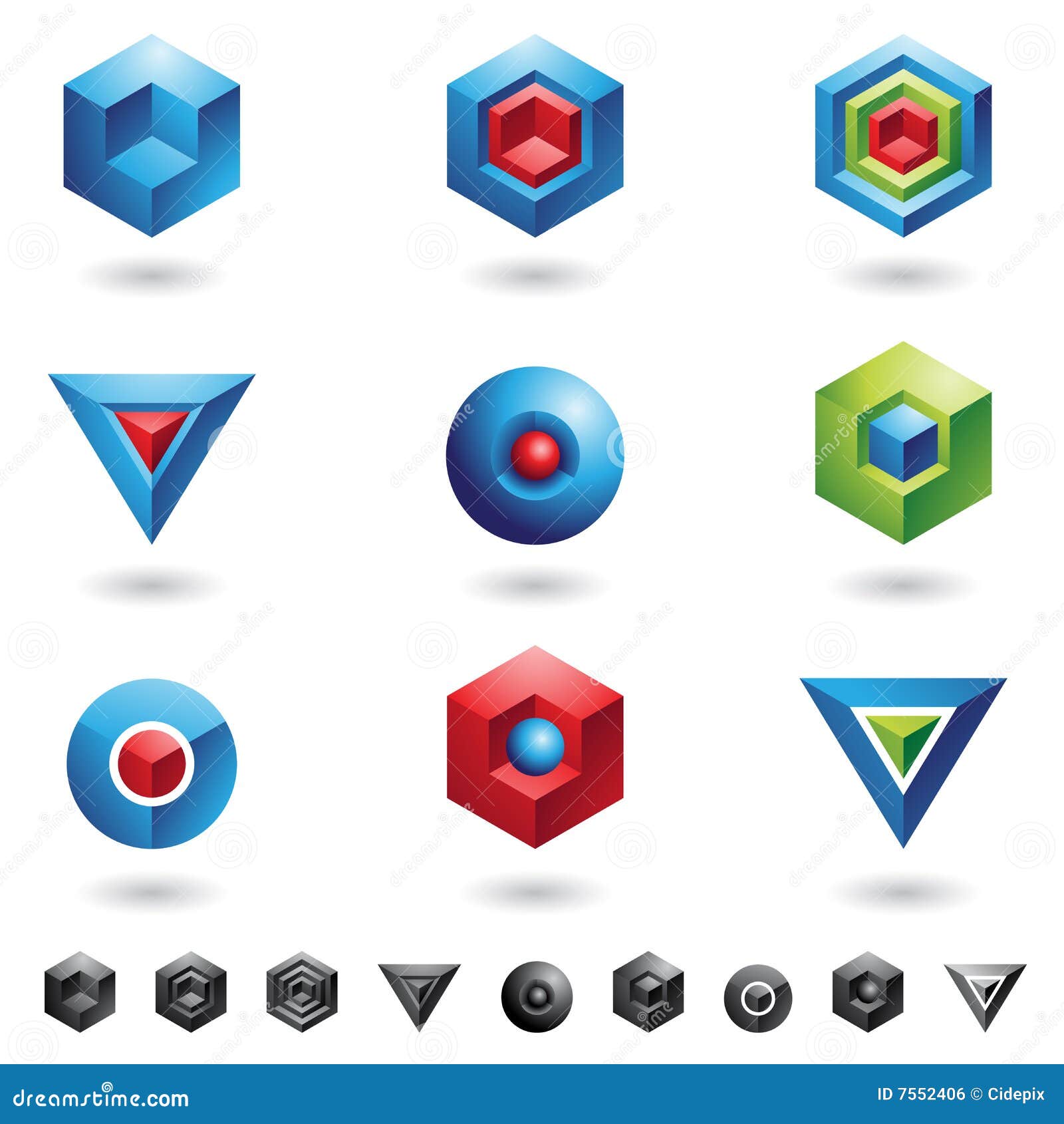 Geometrische Formen 3d vektor abbildung. Illustration von prisma - 7552406