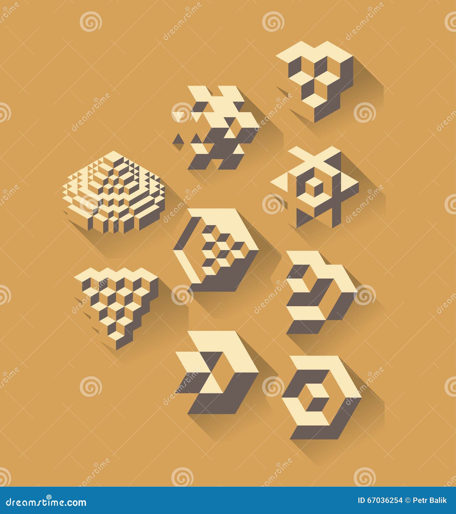 Geometrische Symbole 3d stock abbildung. Illustration von dekoration ...