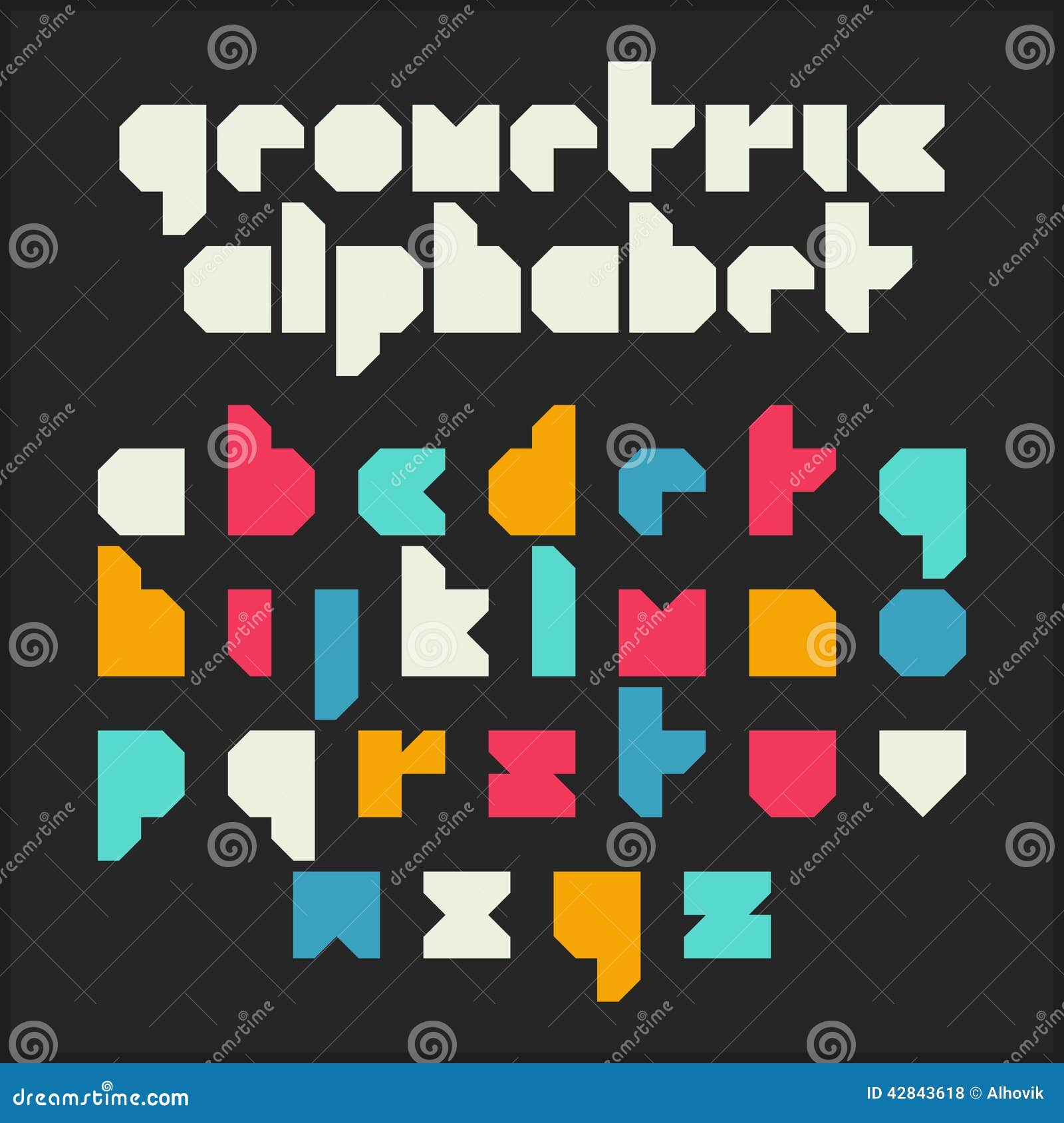 Geometrisches Alphabet vektor abbildung. Illustration von modisch ...