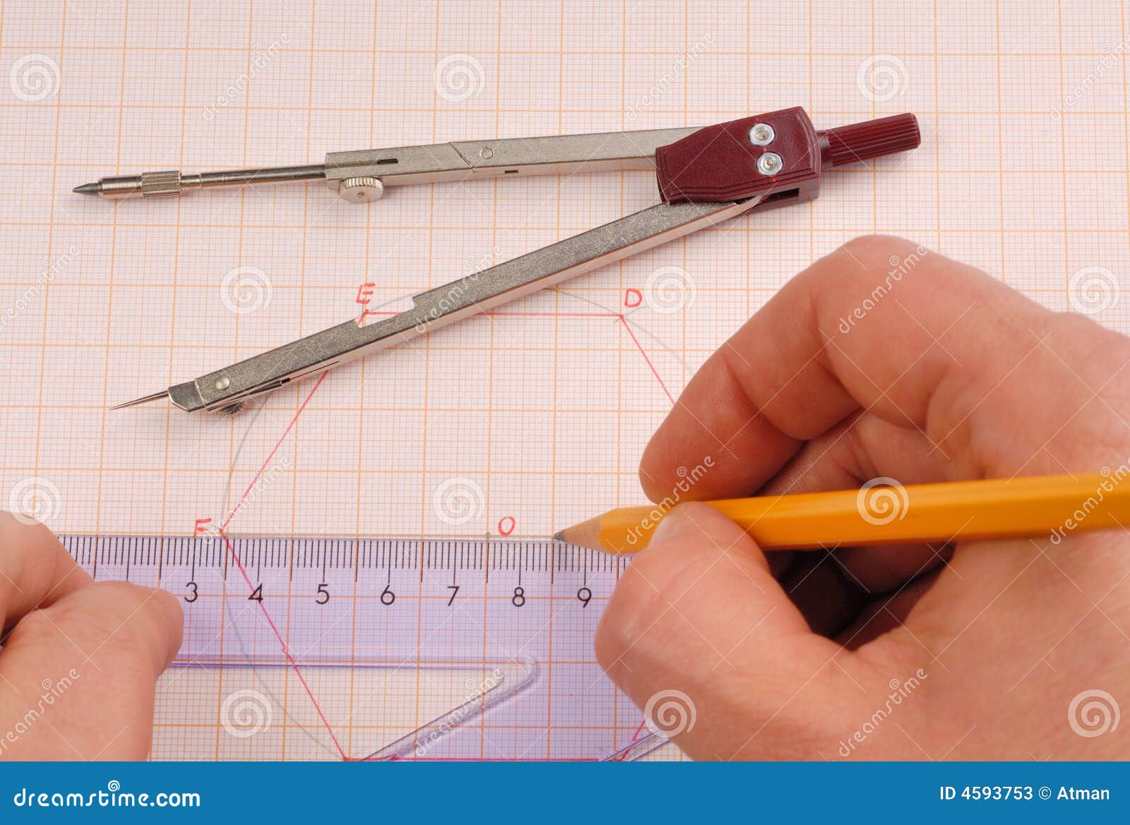 Geometry stock image. Image of circle, pencil, tools, hexagon - 4593753