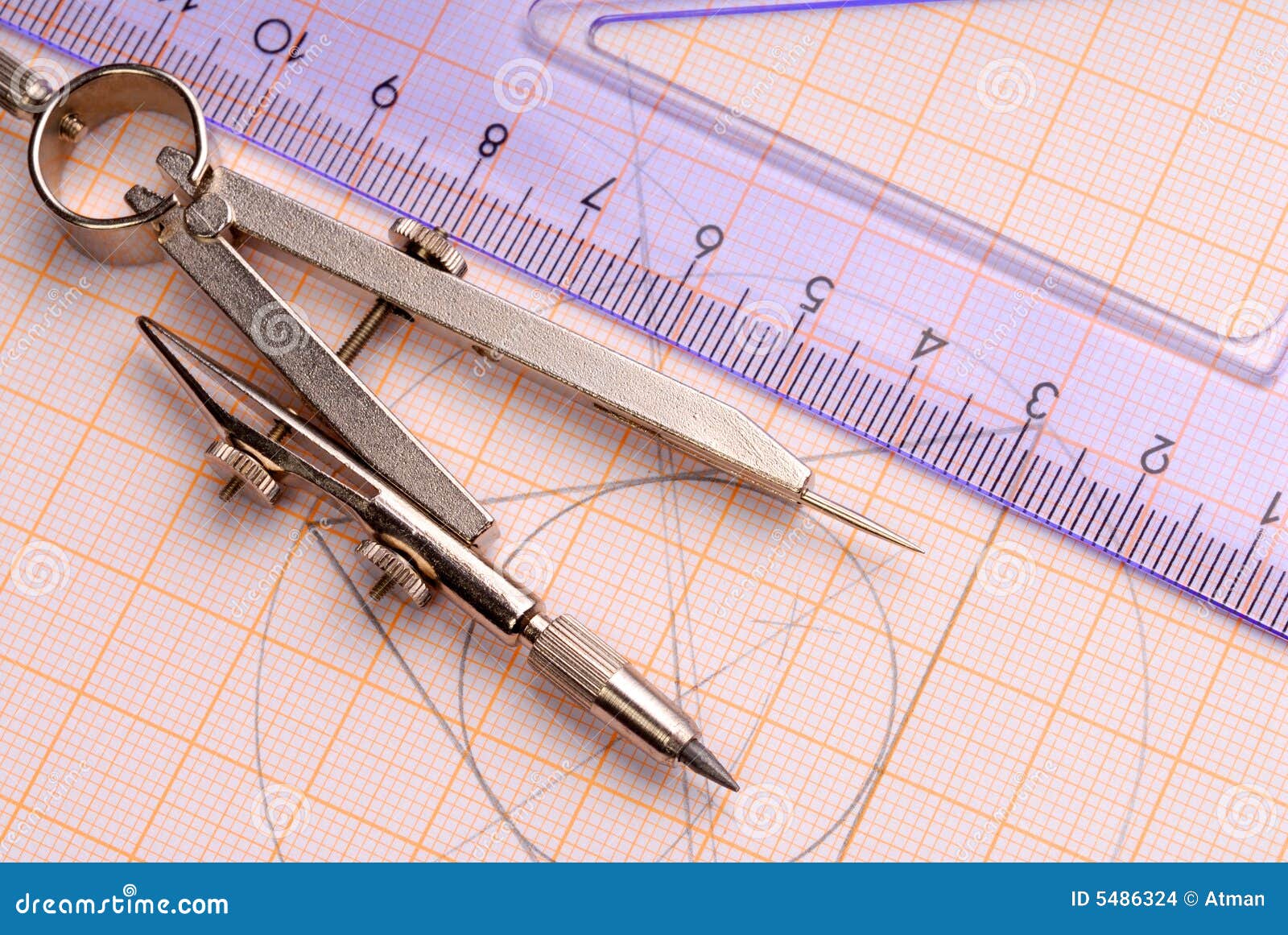 Geometry Tools On A Map Stock Photo | CartoonDealer.com #4975974