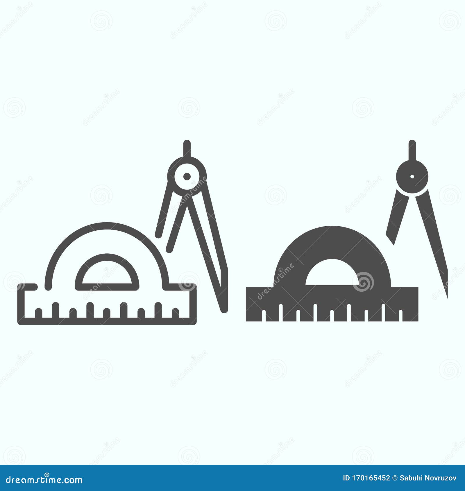 Geometry Accessories Line and Solid Icon. School Math Accessories ...