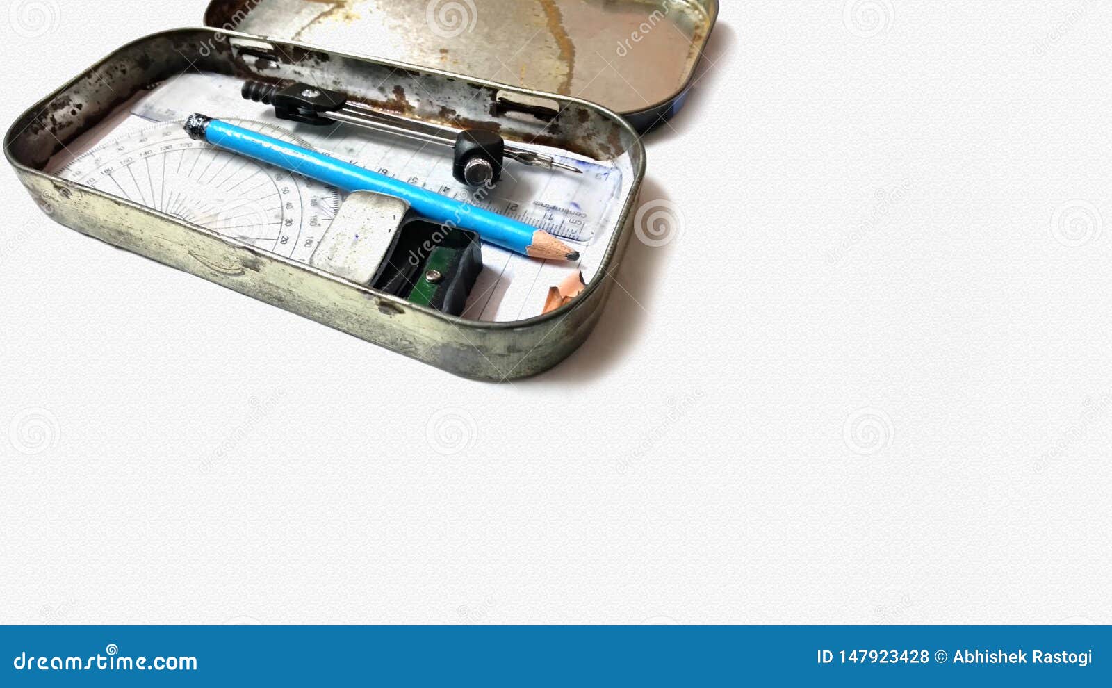 Geometry Box Set with Ruler, Protractor, Mechanical Pencil Stock Photo ...