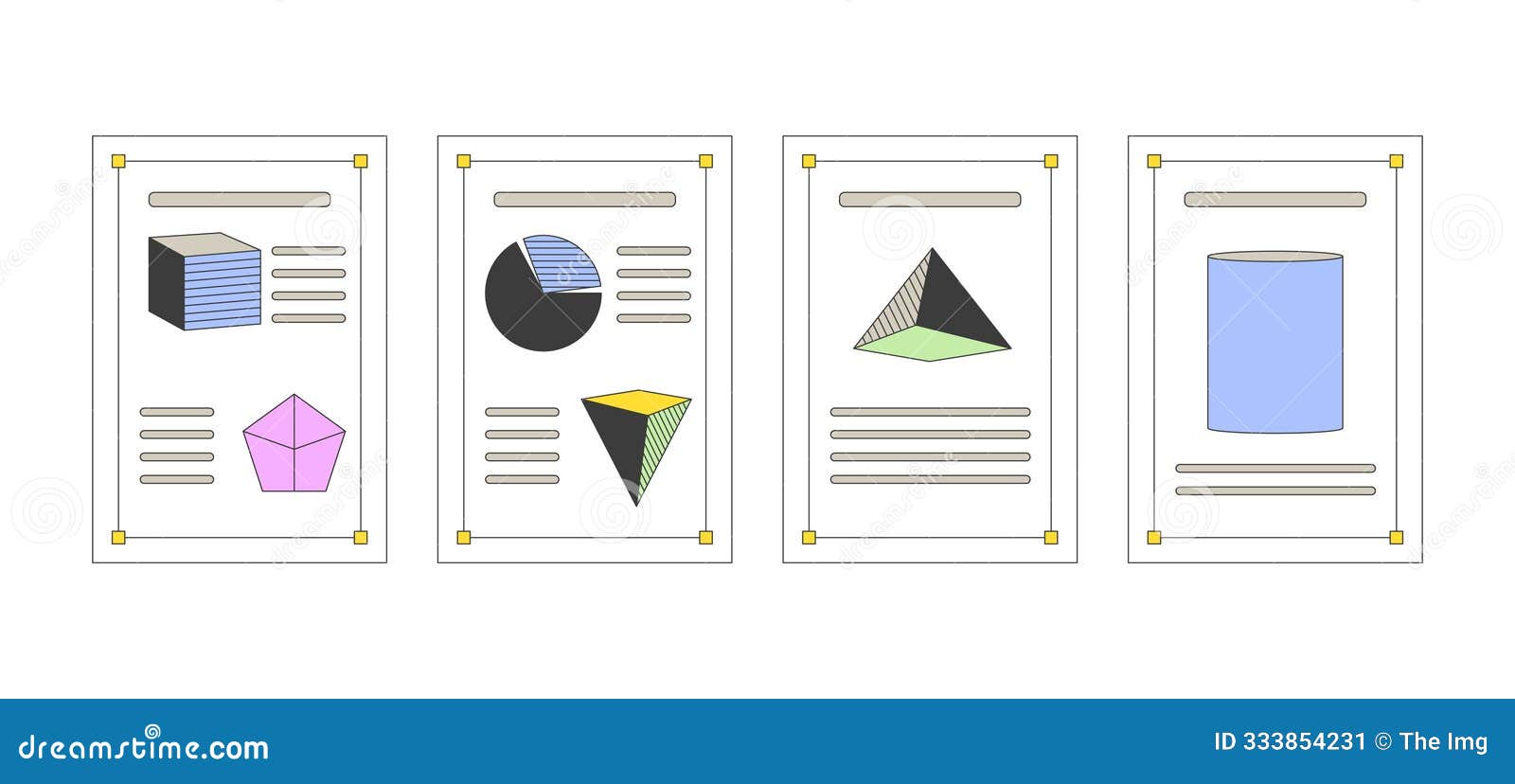 Geometry Class Materials 2D Cartoon Objects Set Stock Vector ...