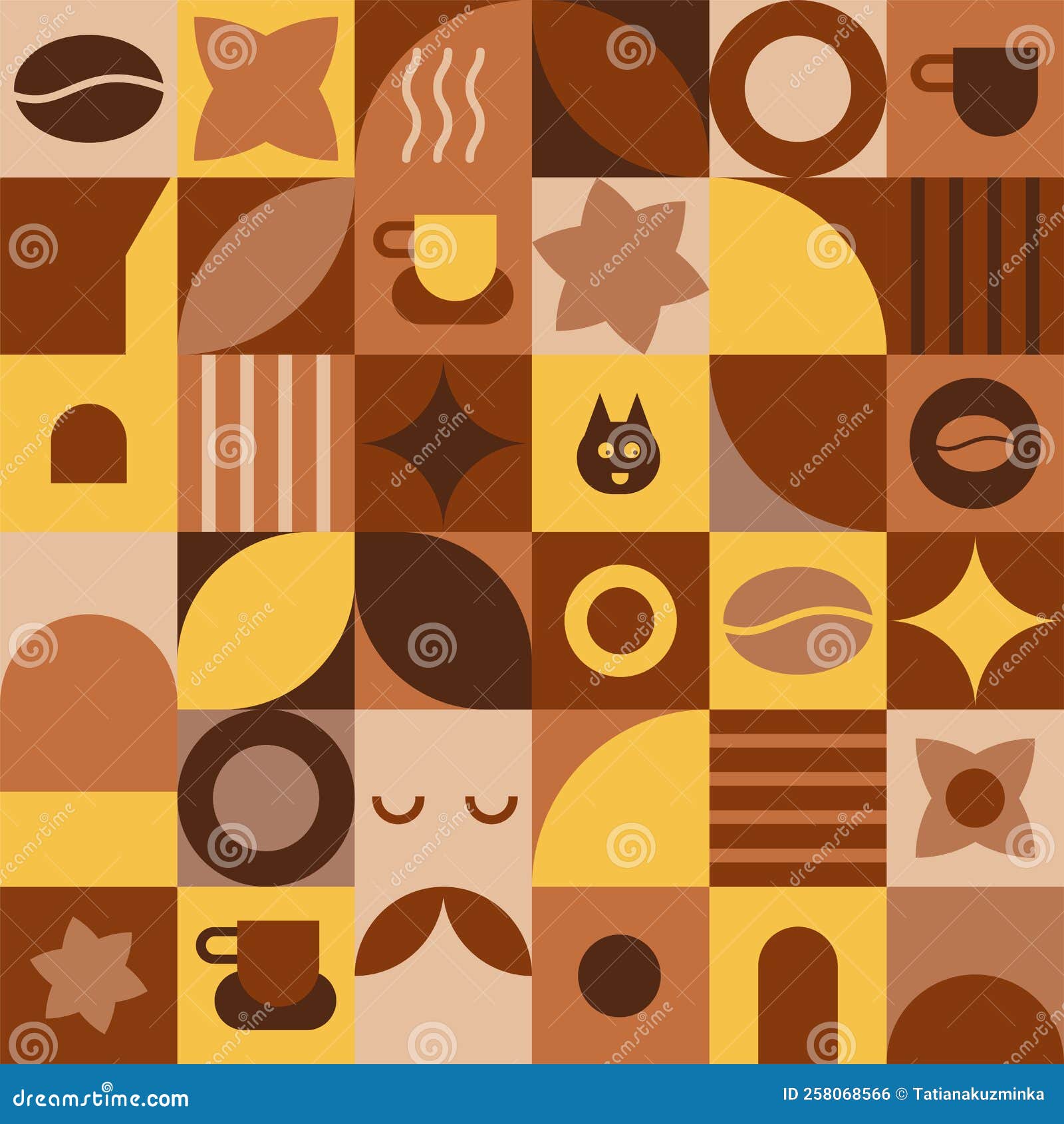 Geometry Coffee Seamless Pattern. Geometric Minimalist Background with ...
