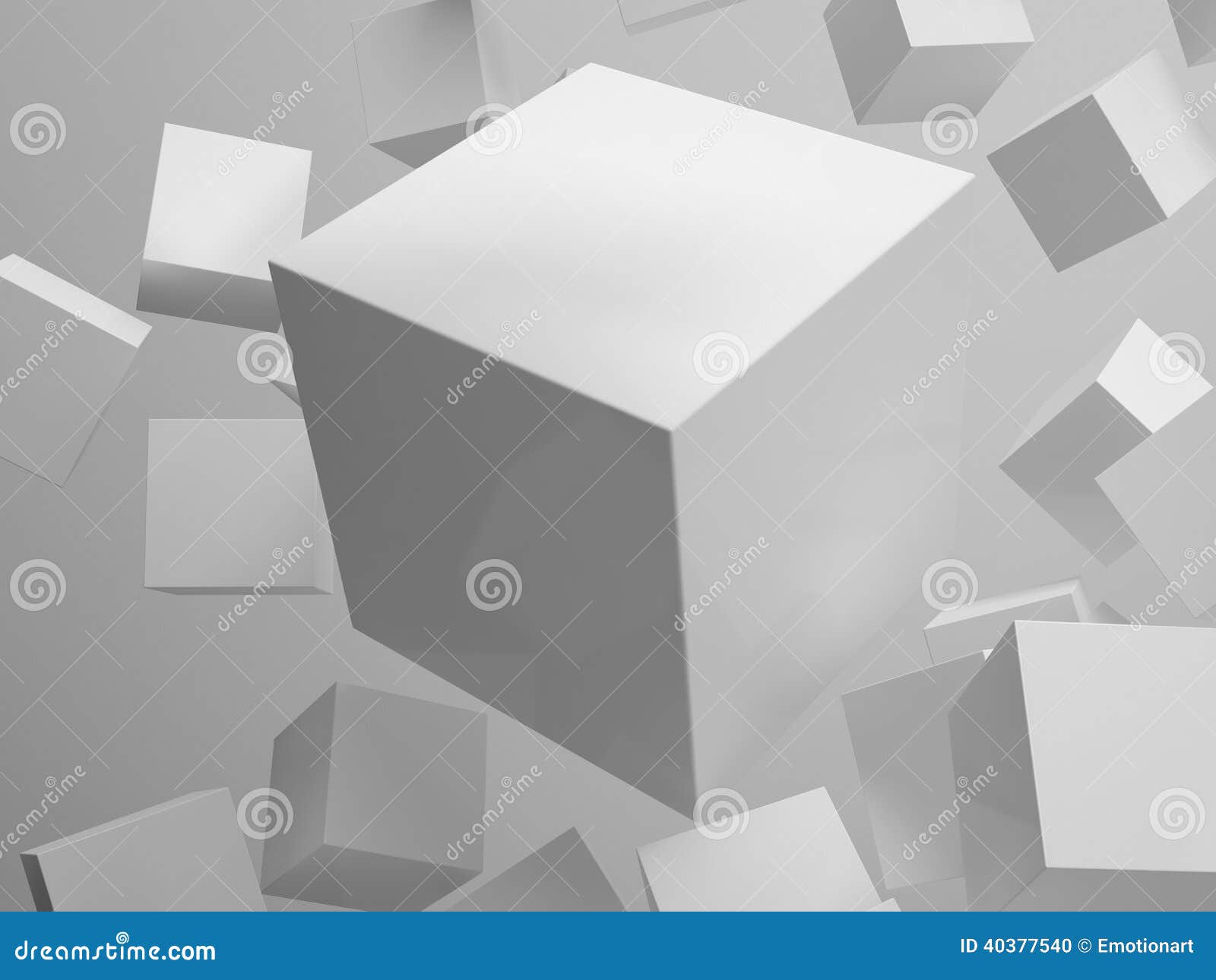 Geometry Concept of Grey Flying Cubes / Boxes Stock Illustration ...