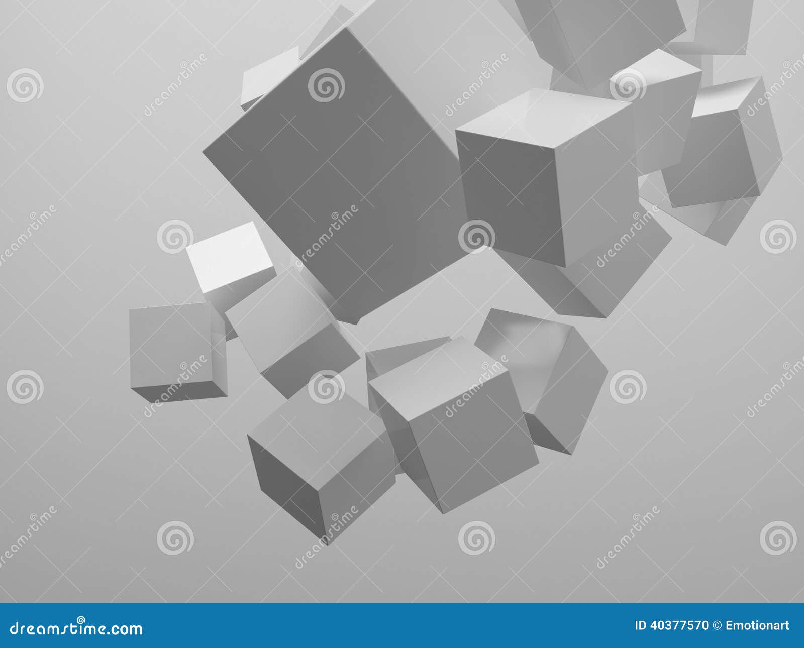 Geometry Concept of Grey Flying Cubes / Boxes Stock Illustration ...