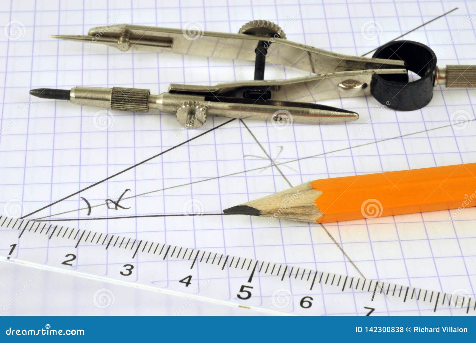 Geometry Course with Material in Close Up Stock Photo - Image of school ...