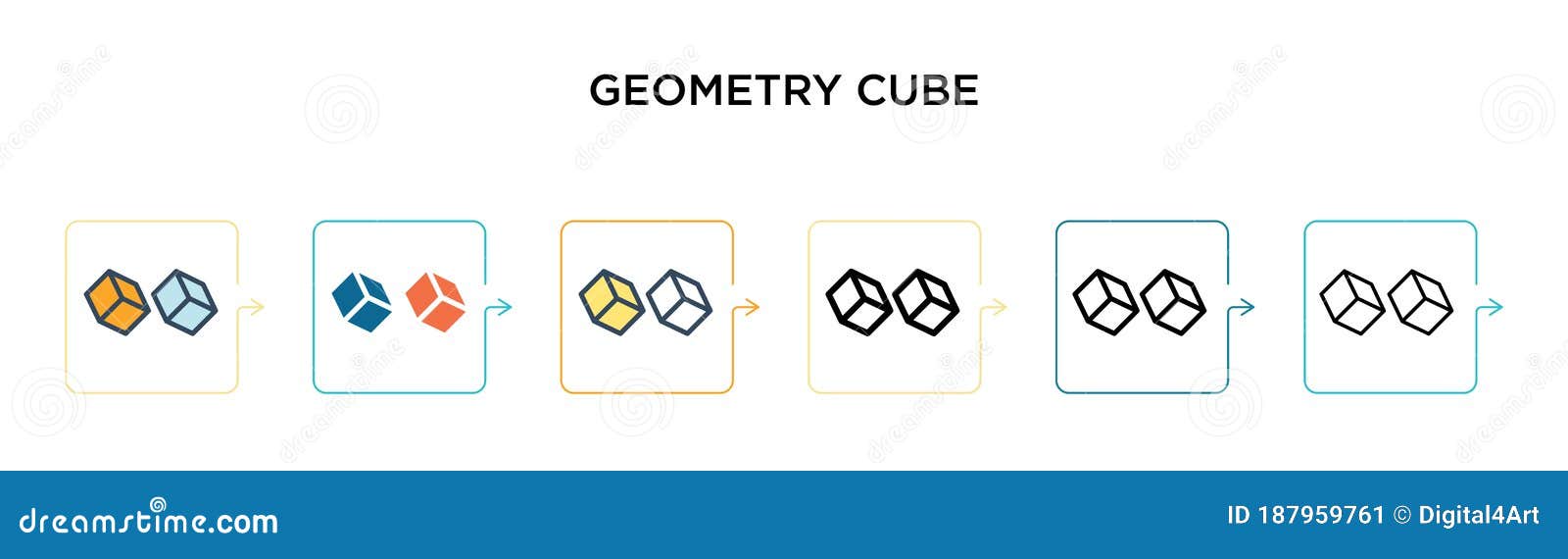 Geometry Cube Vector Icon in 6 Different Modern Styles. Black, Two ...