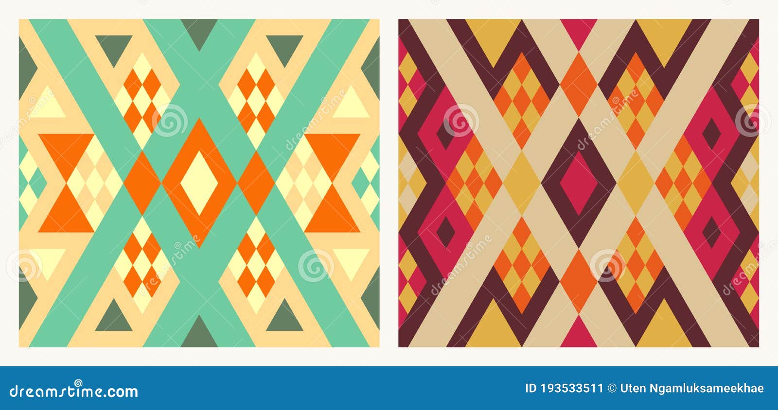 Geometry Diamond Shape Seamless Retro Color Style Stock Vector ...