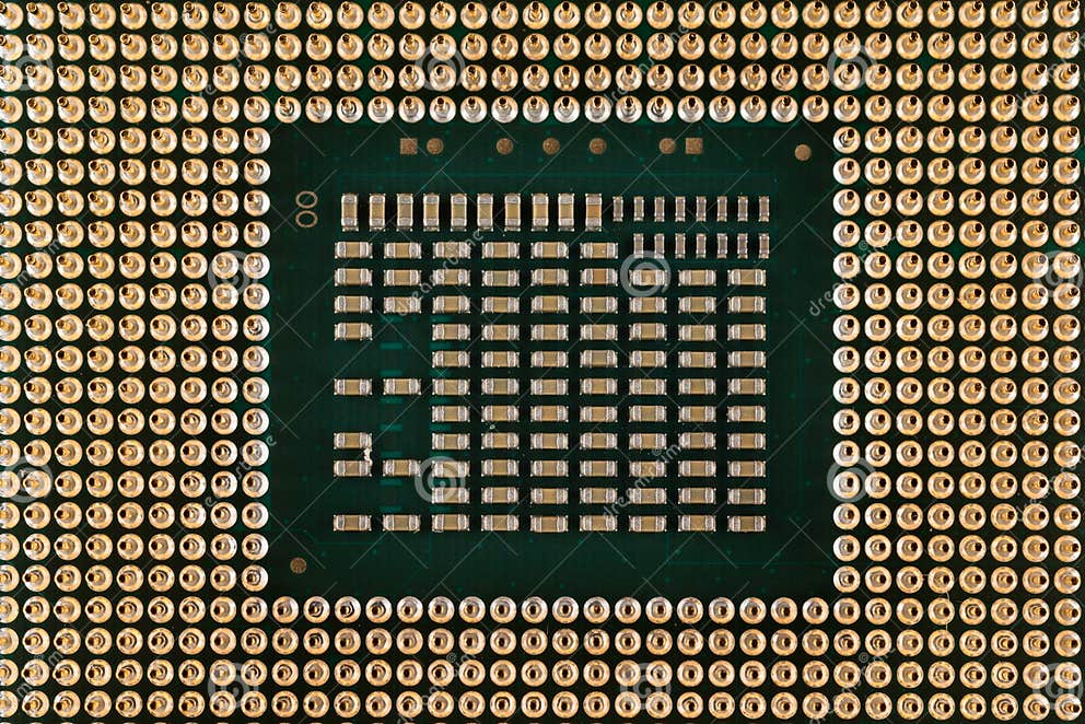 Geometry Electronics, Closeup of CPU Processor Chip, View from the ...