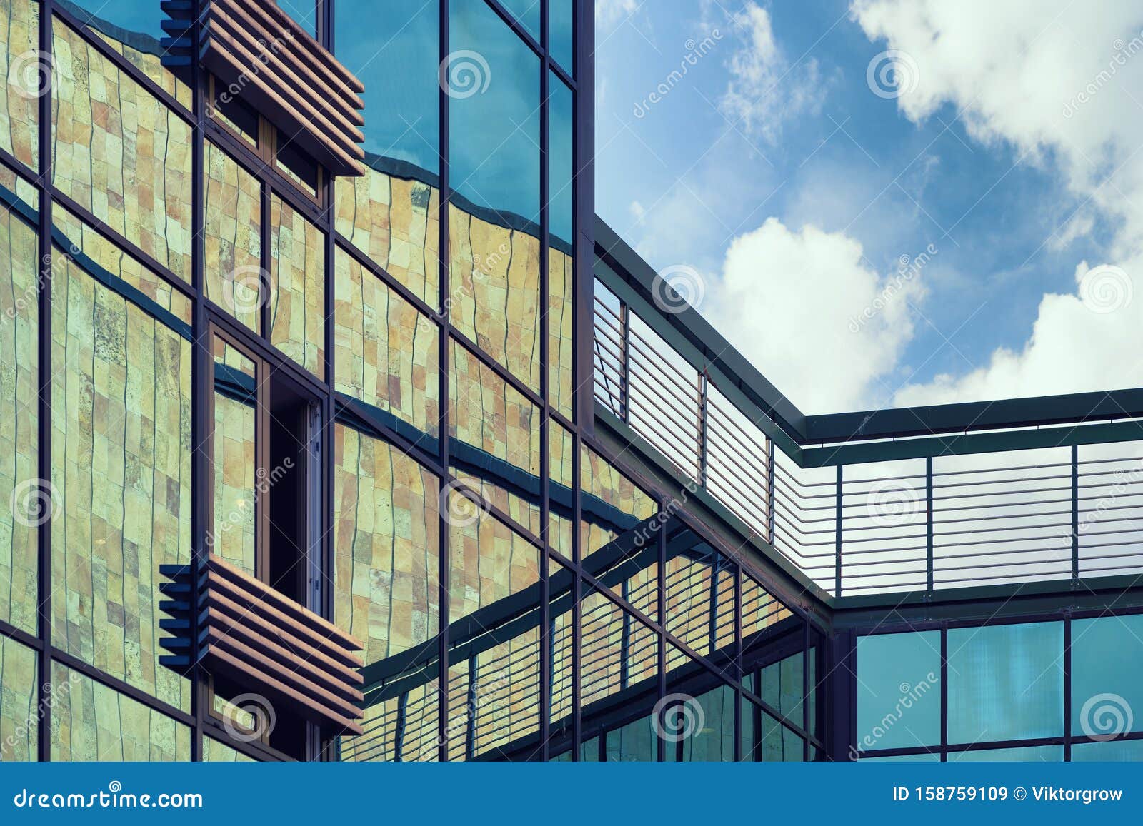 The Geometry of the Facade of the Building with Reflection Stock Image ...