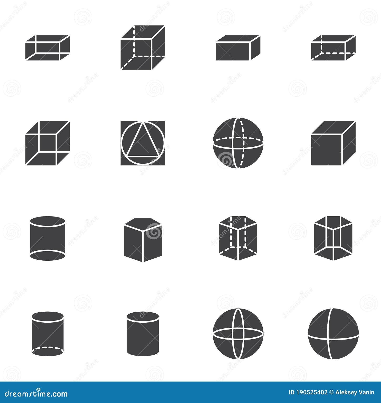 Geometry Figures Vector Icons Set Stock Vector - Illustration of sign ...