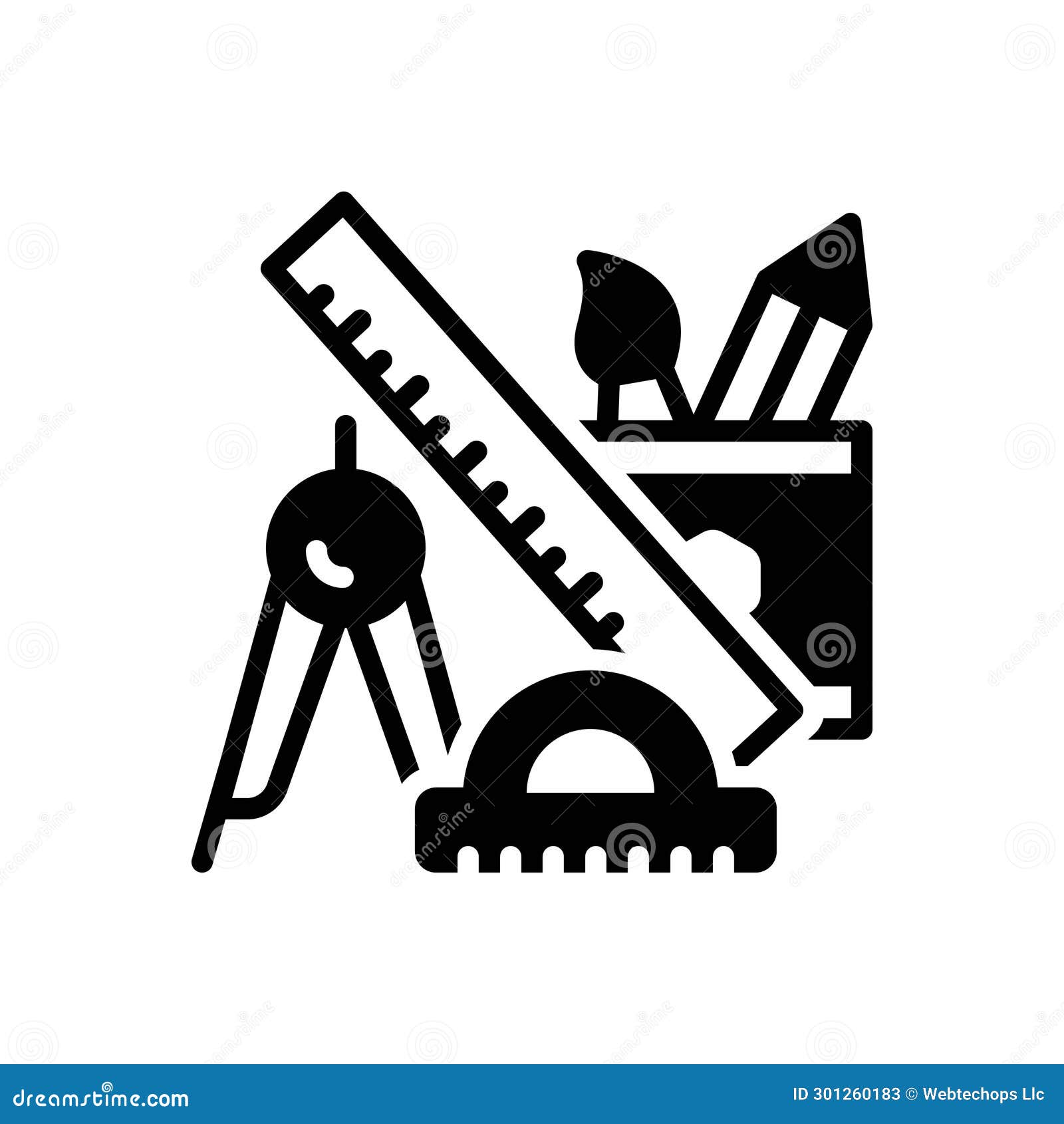 Black Solid Icon for Geometry, Math and Pencil Stock Vector ...