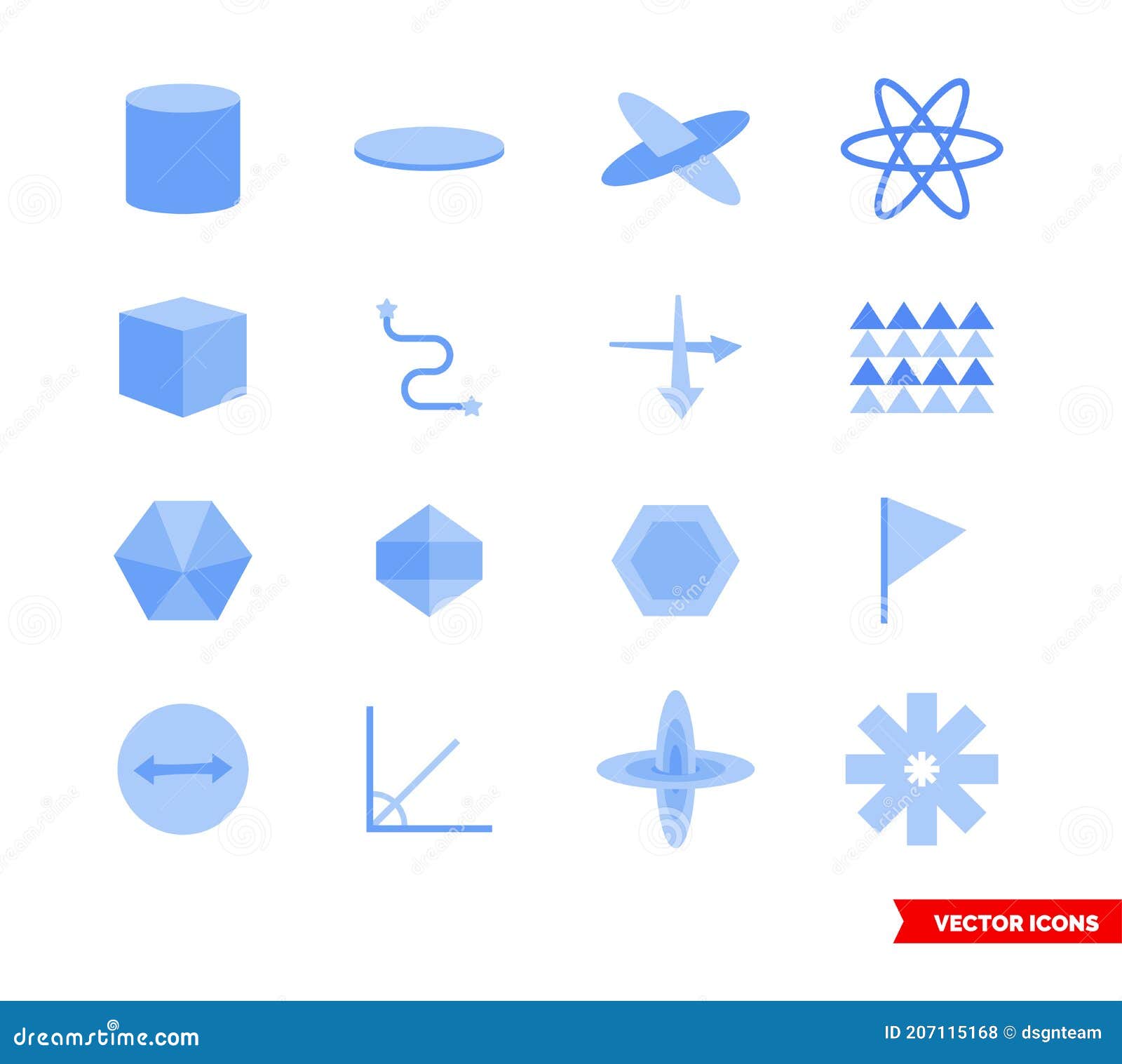 Geometry Icon Set of Color Types. Isolated Vector Sign Symbols. Icon ...