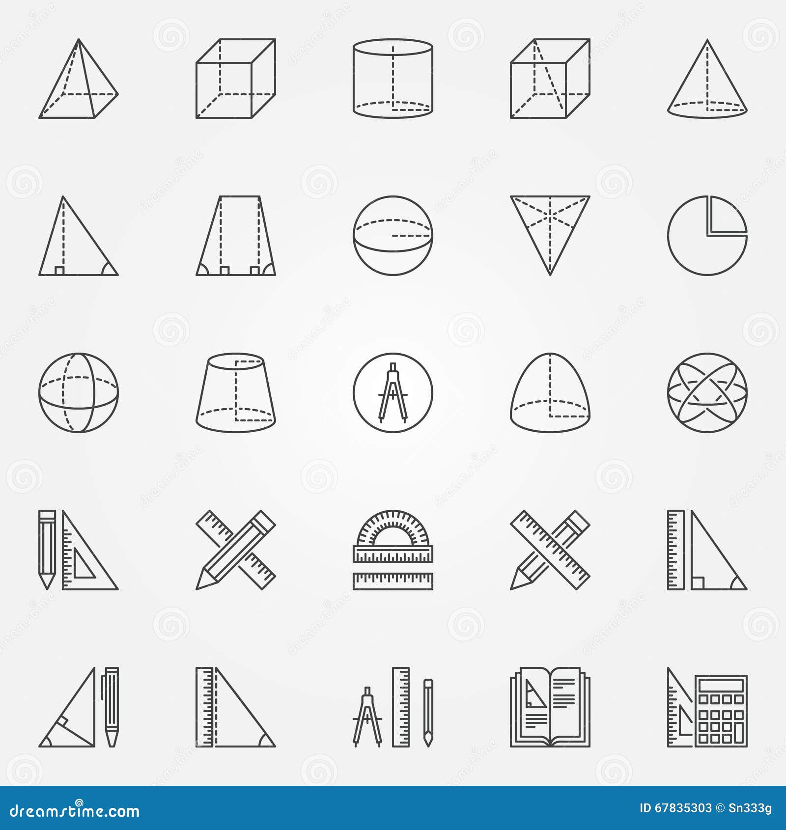 Geometry icons set stock vector. Illustration of classroom - 67835303