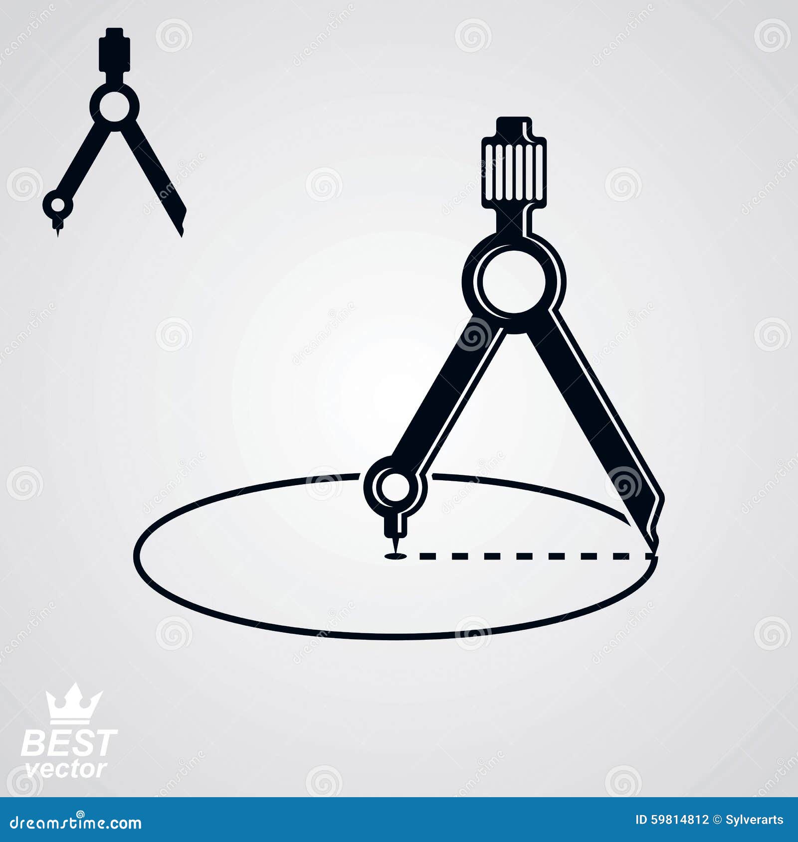 Geometry Idea Vector Icon, Detailed Compass, Includes Additio Stock ...