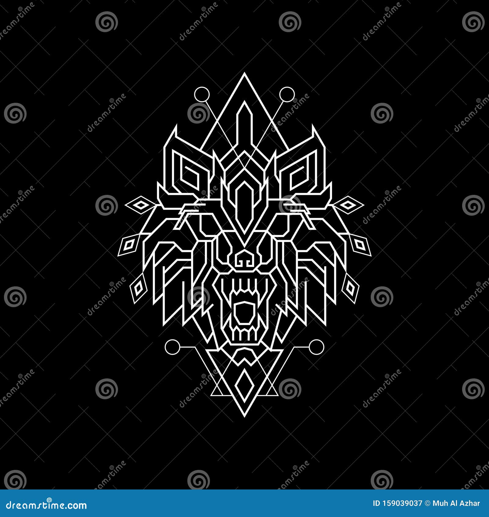 Geometry Line Angry Wolf stock vector. Illustration of line - 159039037