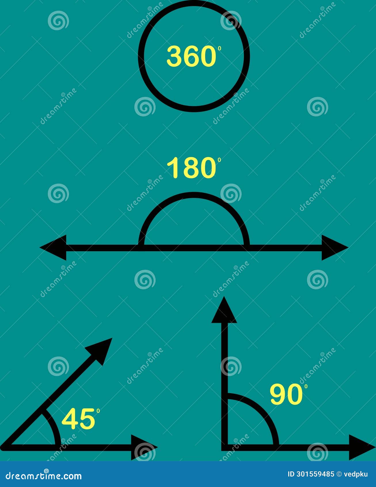 Geometry Math Signs Vector Angle 45 ,90, 180, 360 Degree Geometry ...