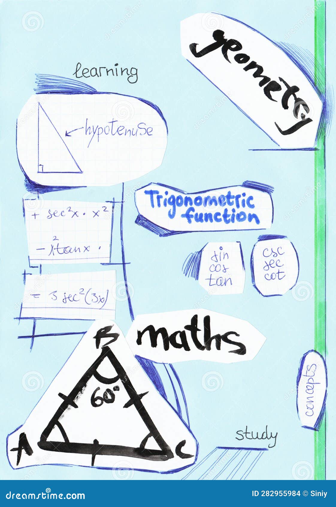 Geometry Maths Student Artistic Notes, Trigonometry Math Study ...