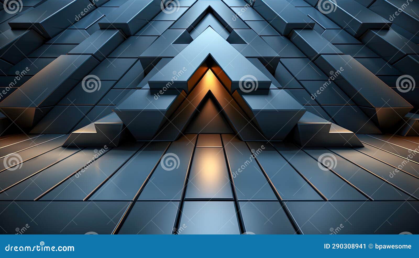 Geometry in Motion, Abstract Upward Triangle Structure with Playful ...