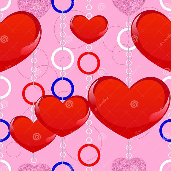 Geometry Pattern with Red Hearts Stock Vector - Illustration of ornate ...