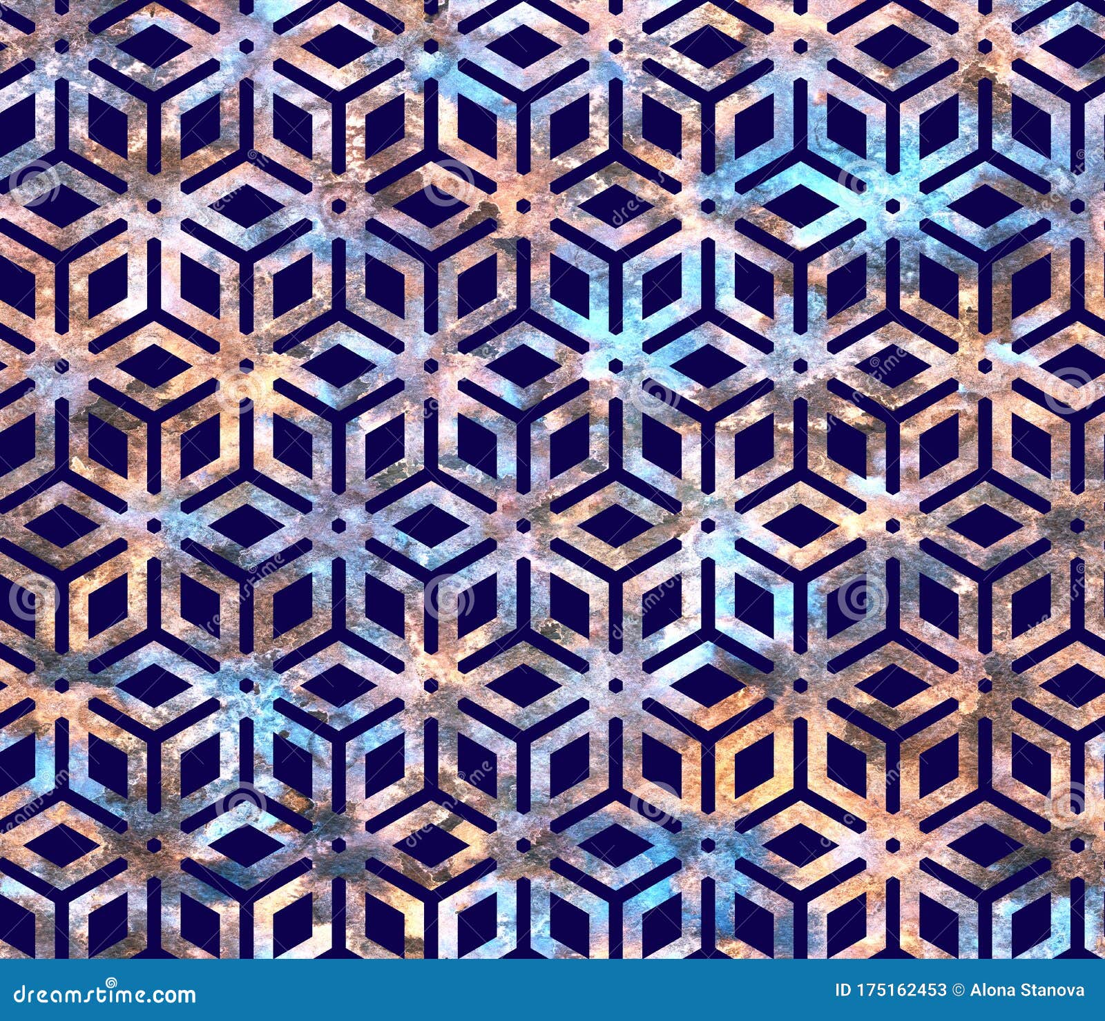 Geometry Rainbow Grid in Neon Colors on a Dark Navy Blue Background ...