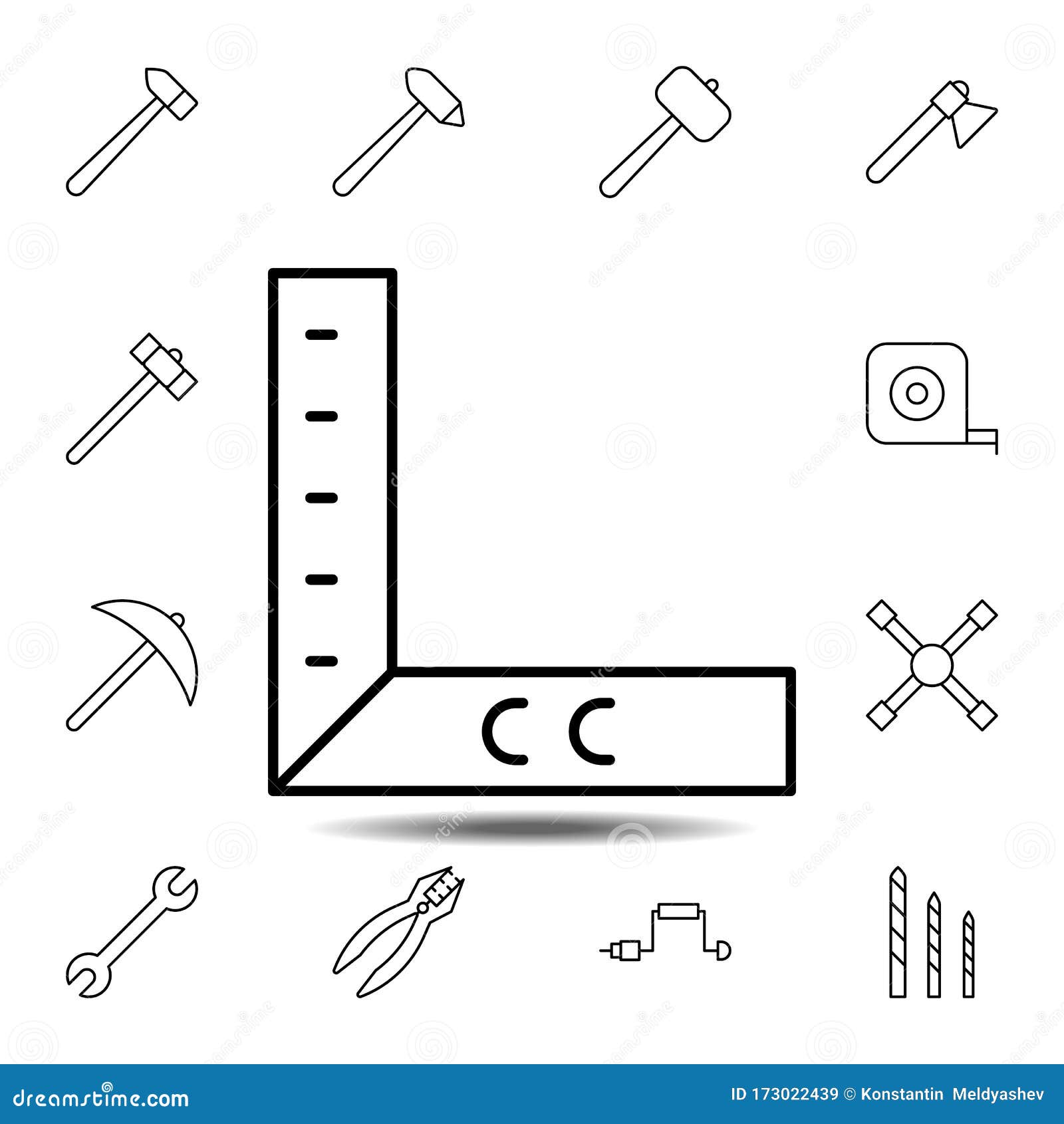 Geometry Ruler Thin Line Icon. Protractor Ruler Vector Illustration ...