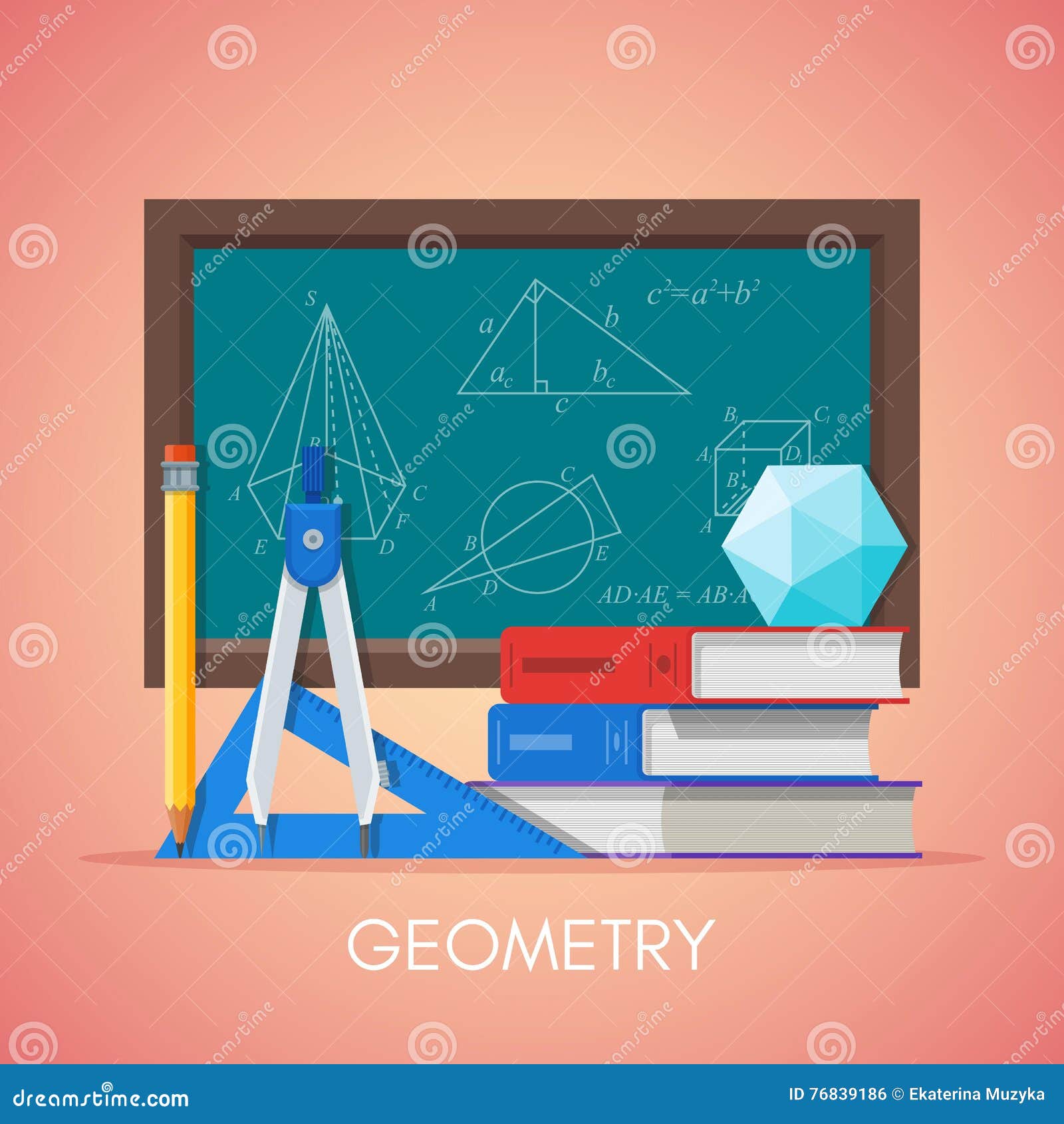 Geometry Science Education Concept Vector Poster In Flat Style Design ...