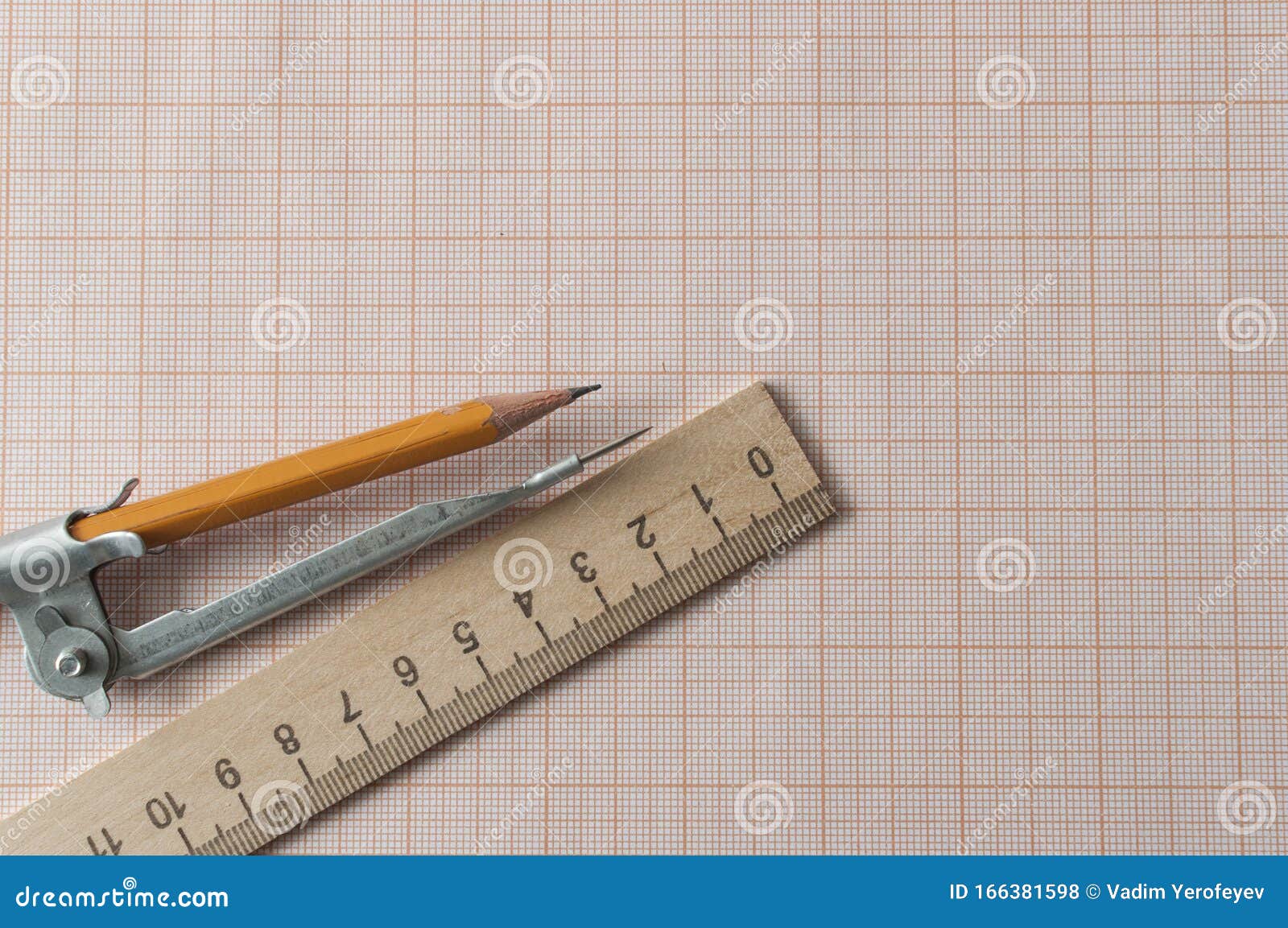Geometry Set with Compass,pencil,ruler on Graph Paper Stock Photo ...