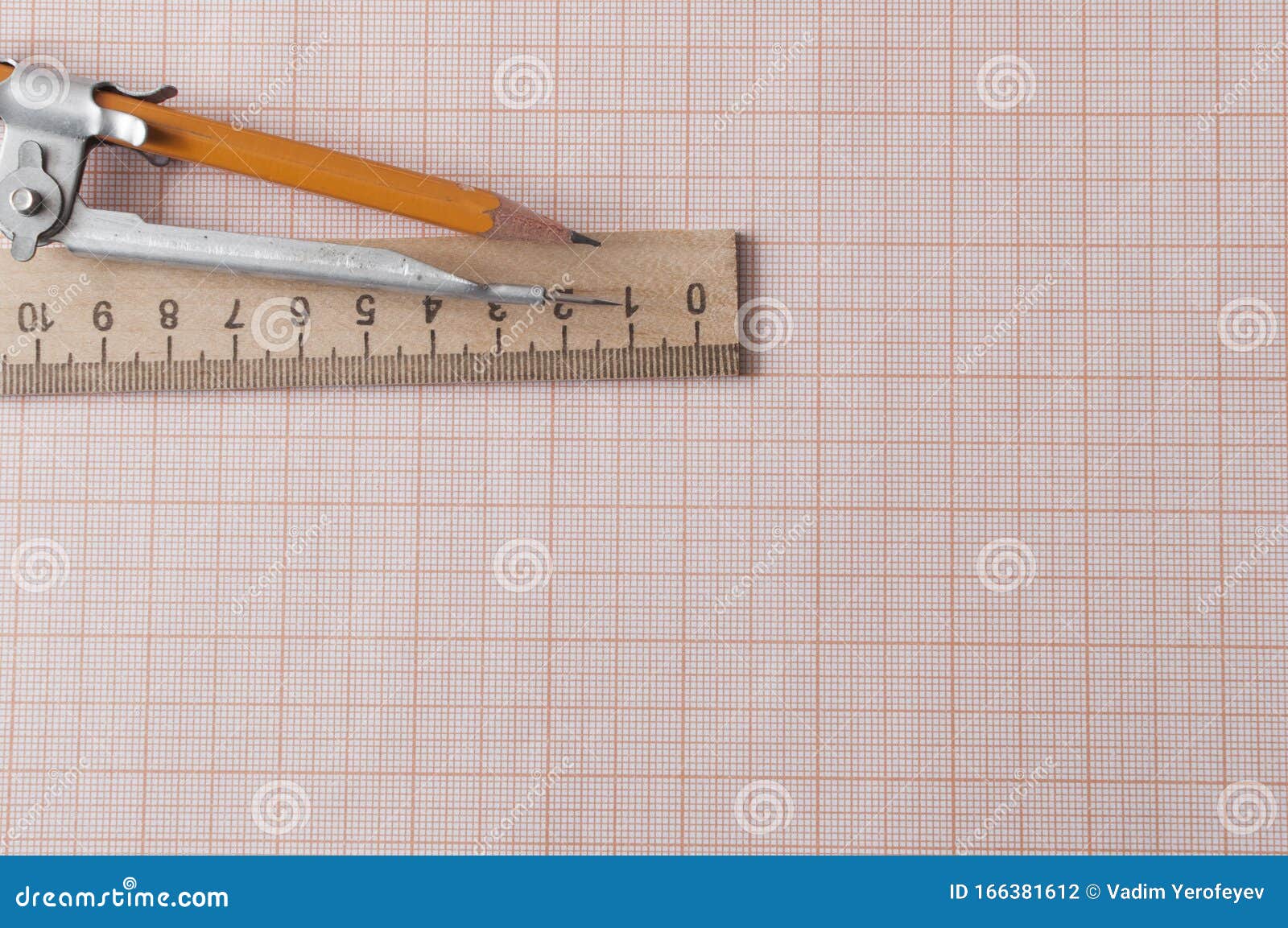 Geometry Set with Compass,pencil,ruler on Graph Paper Stock Photo ...