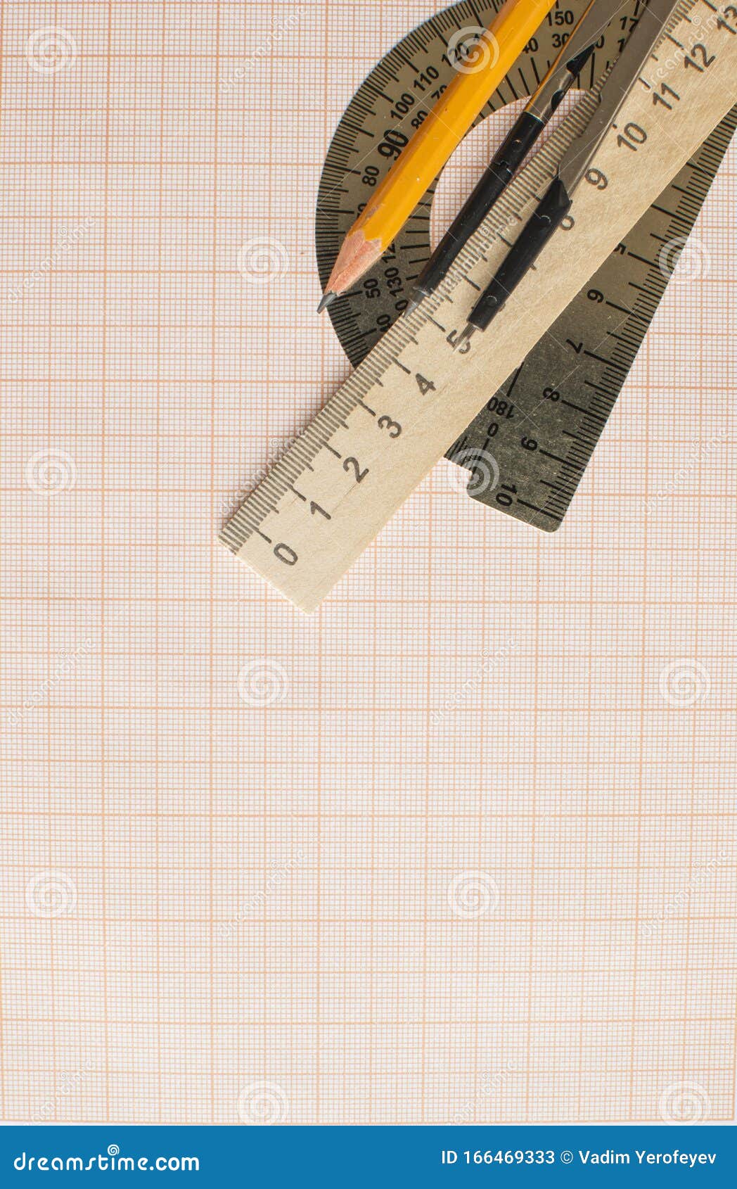 Geometry Set with Compass,pencil,ruler on Graph Paper Stock Image ...