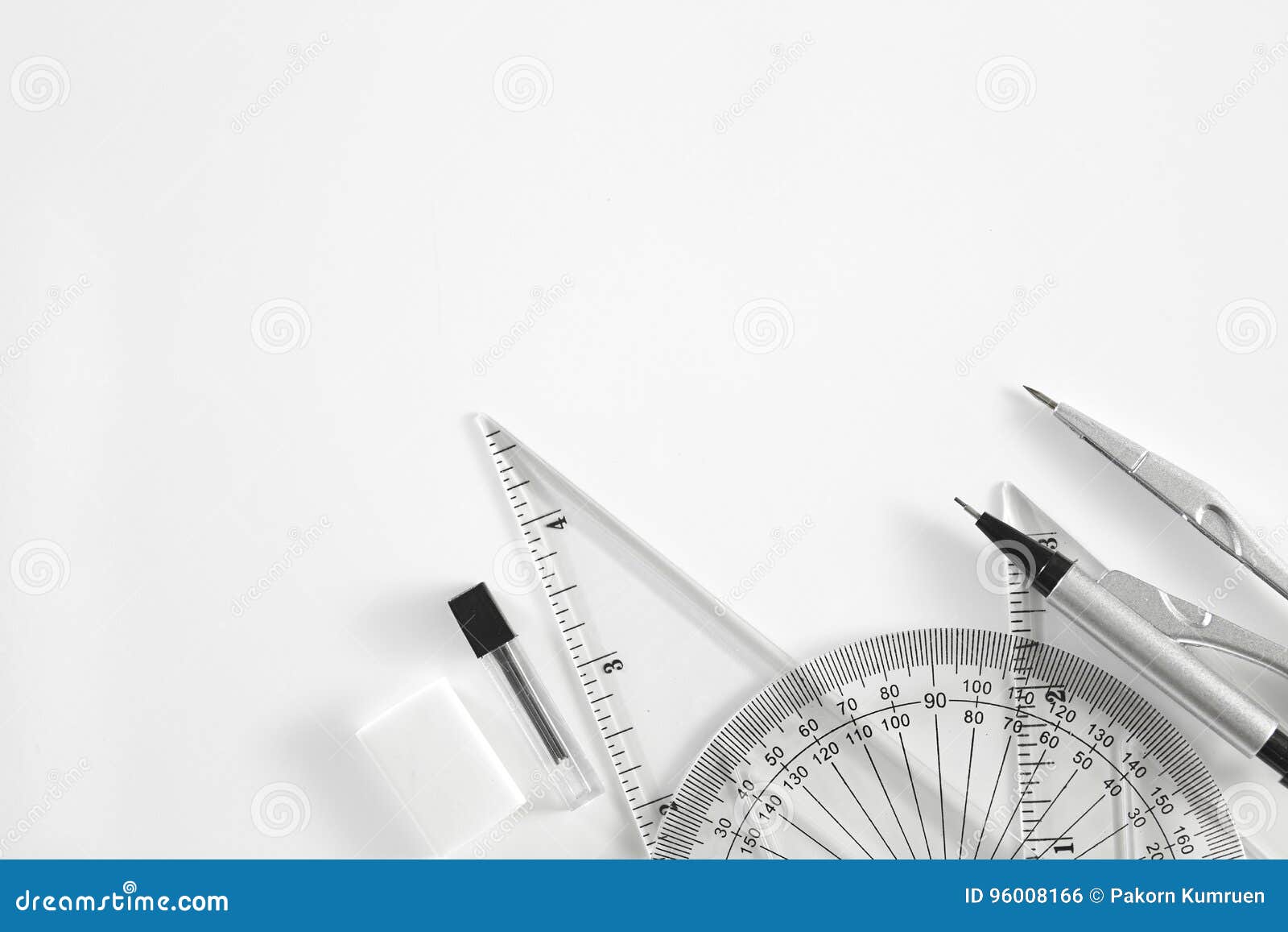 Geometry Set With Compass, Ruler And Protractor Stock Photo - Image of ...