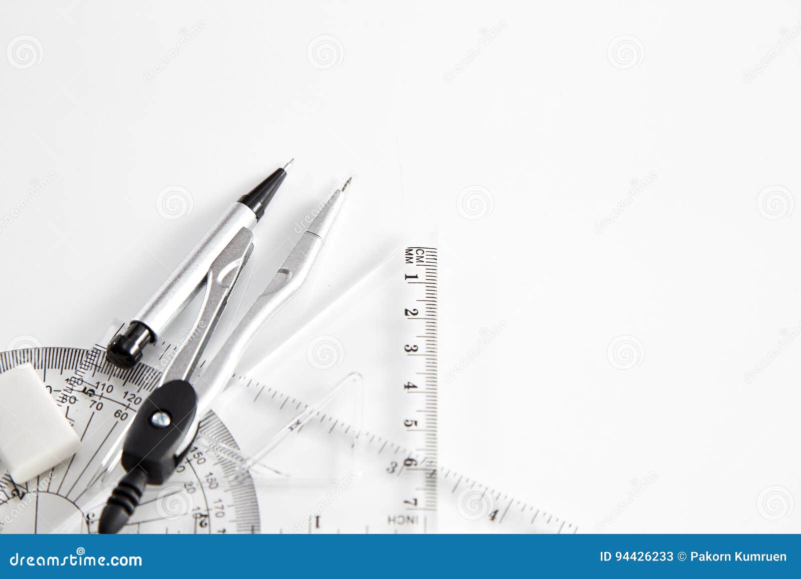 Geometry Set With Compass Ruler And Protractor Stock Image Image Of Graph Design 94426233
