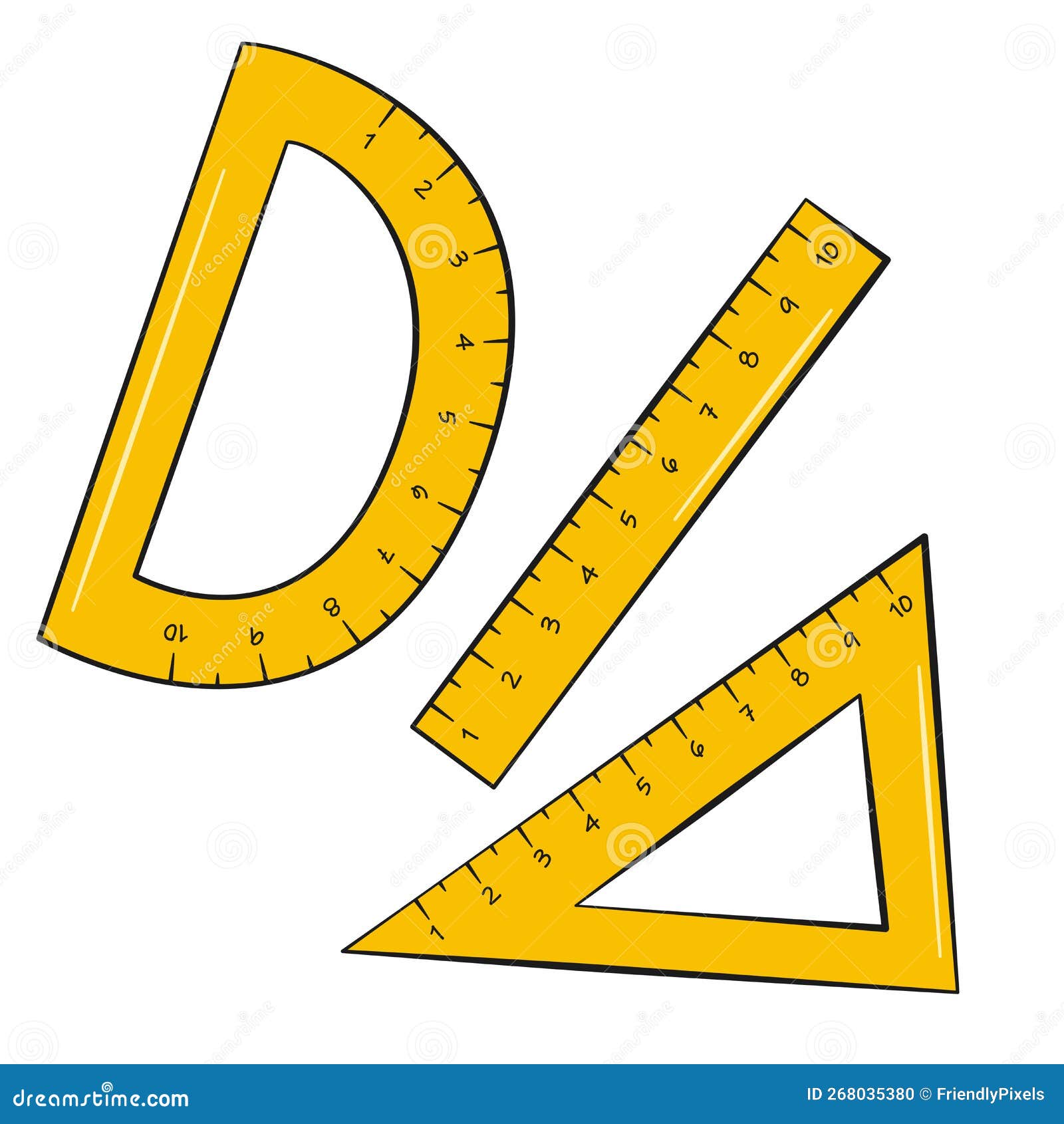 Geometry Set (protractor, Ruler and Triangle). Cartoon Stock Vector ...