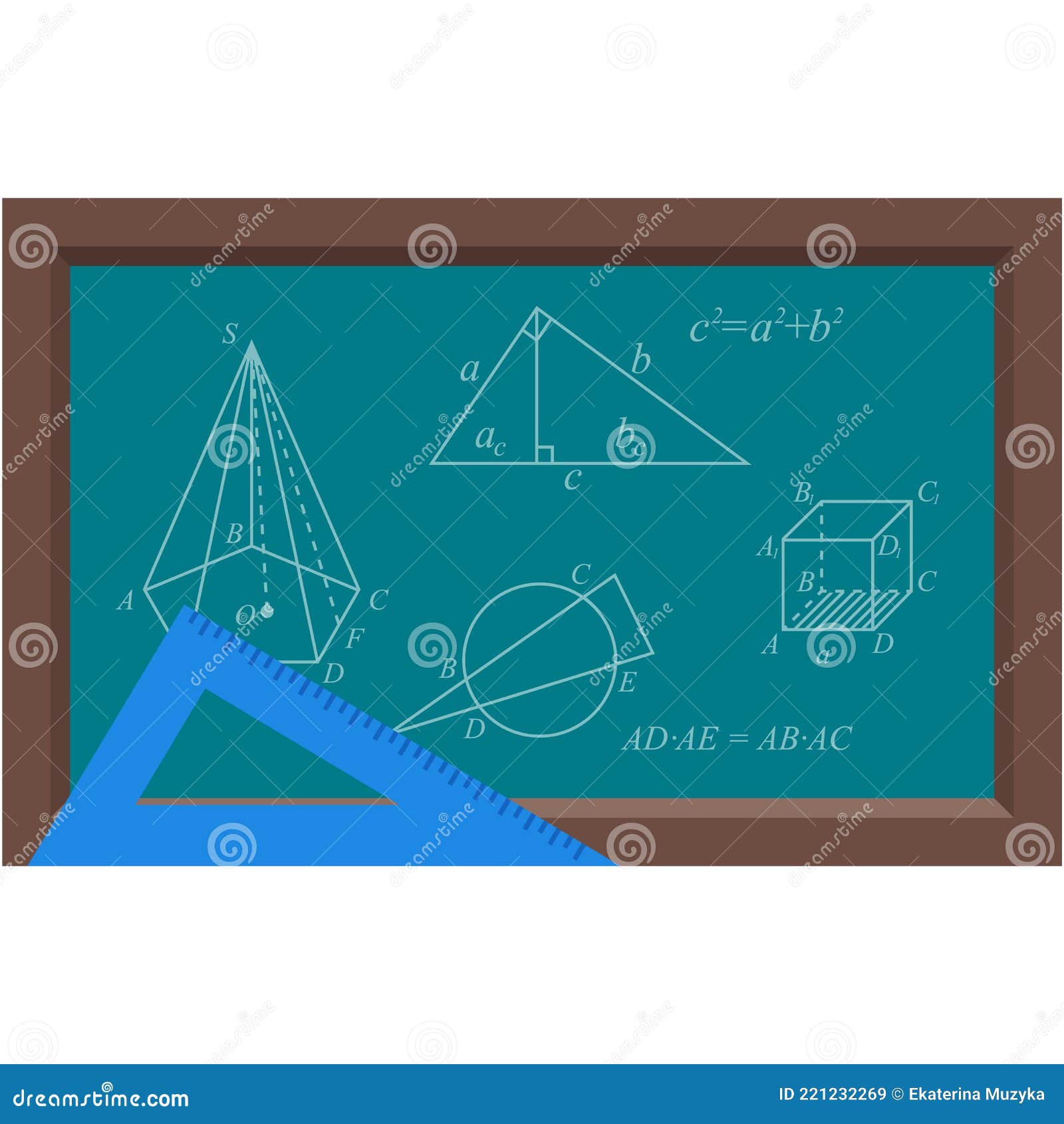 Geometry Shape and Math Formula on Vector Blackboard Stock Vector ...