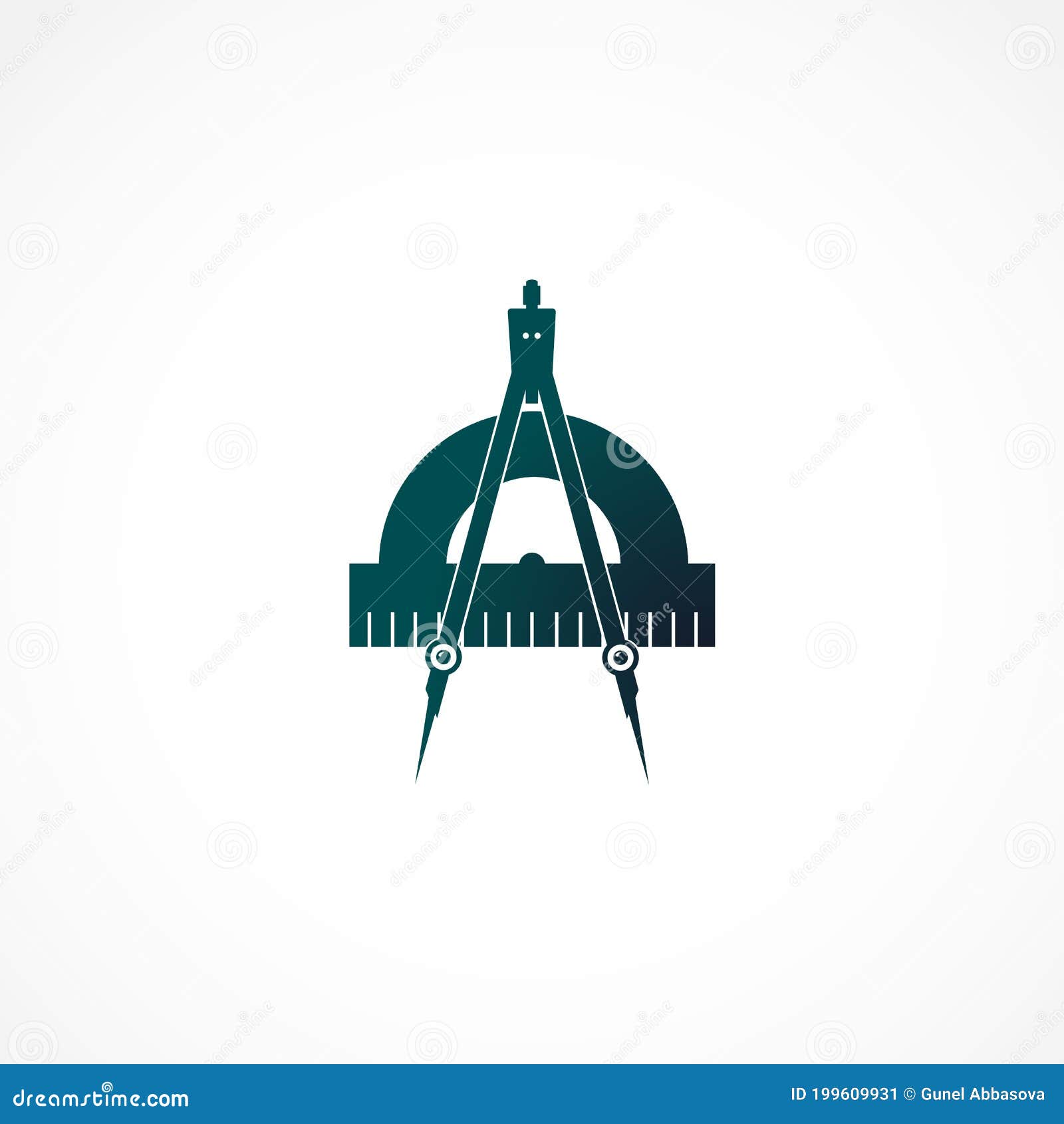 Geometry Sign Compass with Protractor Isolated Solid Icon on White ...