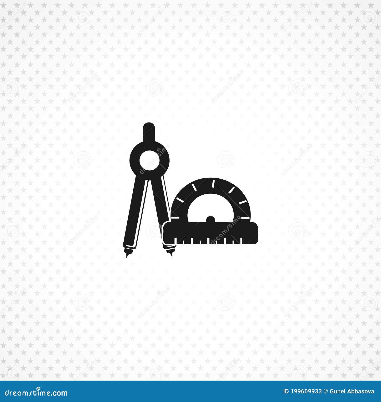 Compass With Protractor Colorful Clipart. Geometry Flat Illustration ...