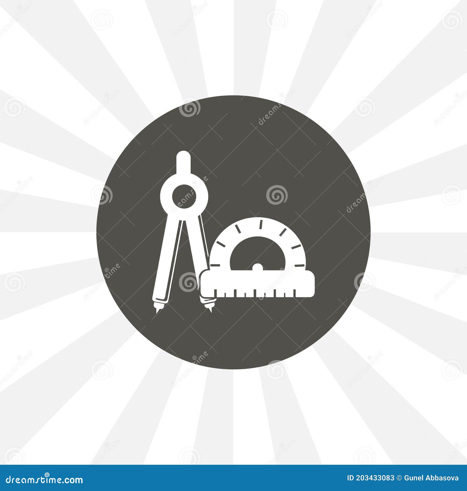 Compass With Protractor Colorful Clipart. Geometry Flat Illustration ...