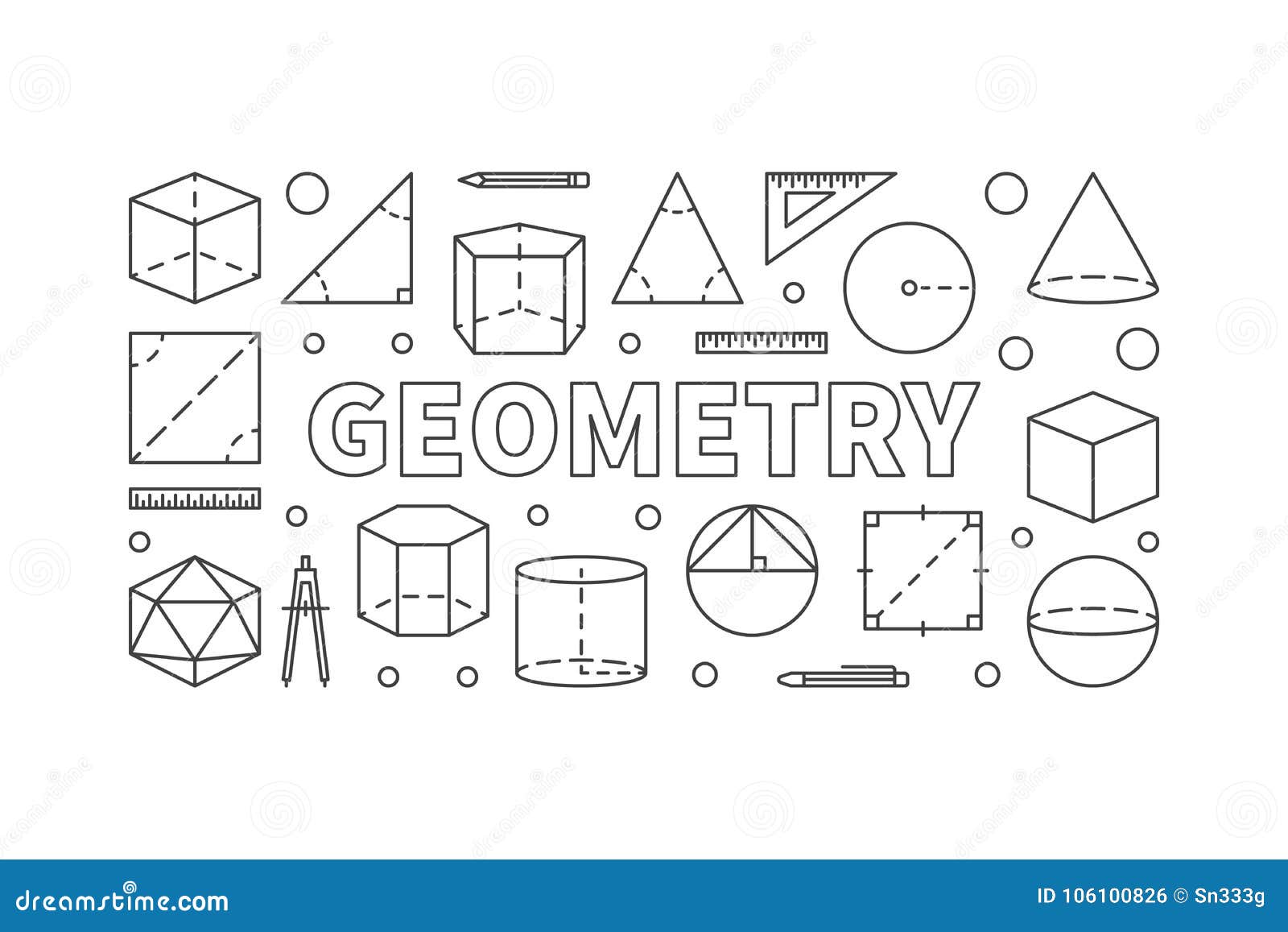 Geometry Subject Vector Horizontal Banner Stock Vector - Illustration ...