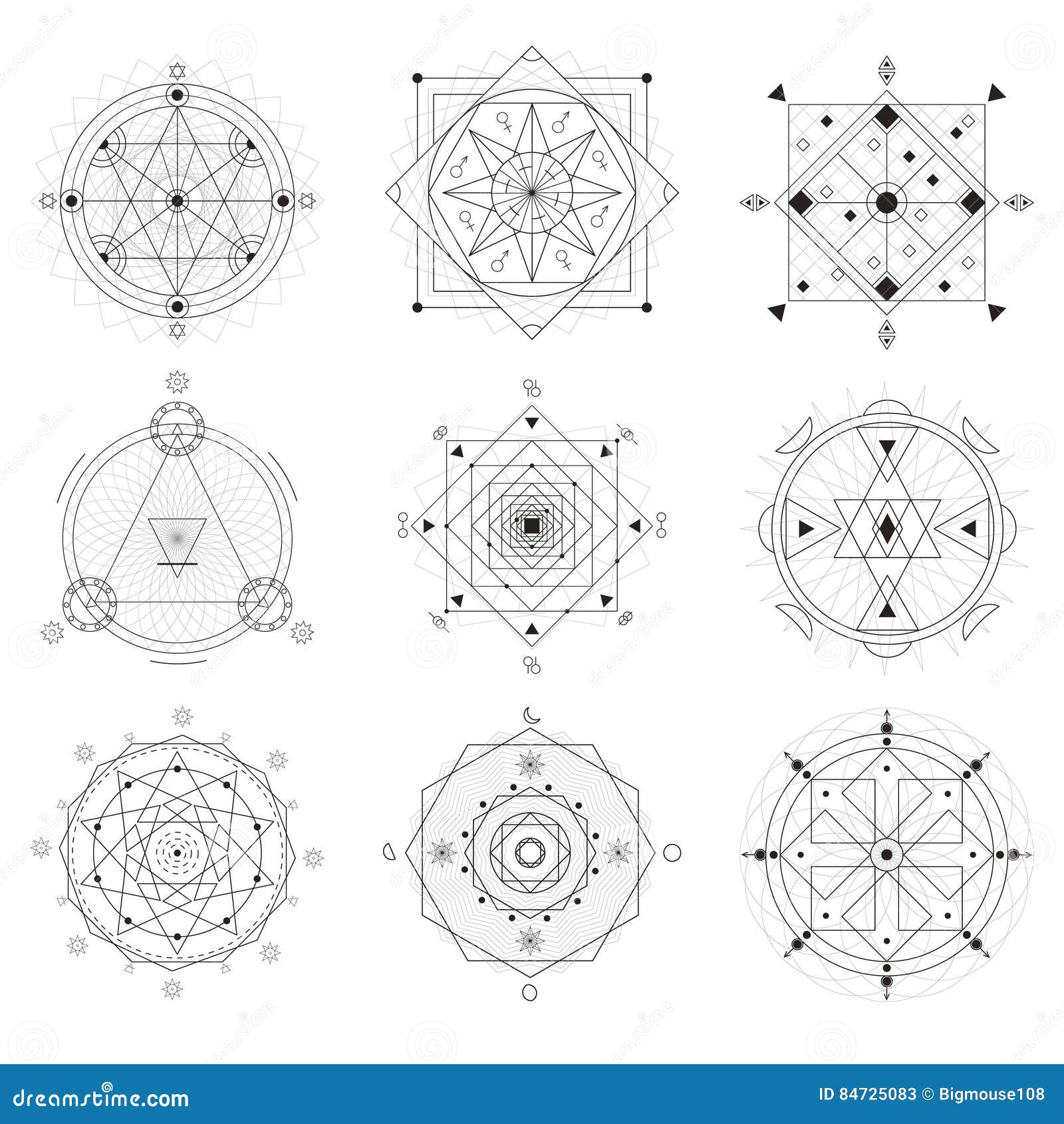 Geometry Symbols Black Thin Line Set. Vector Stock Vector ...