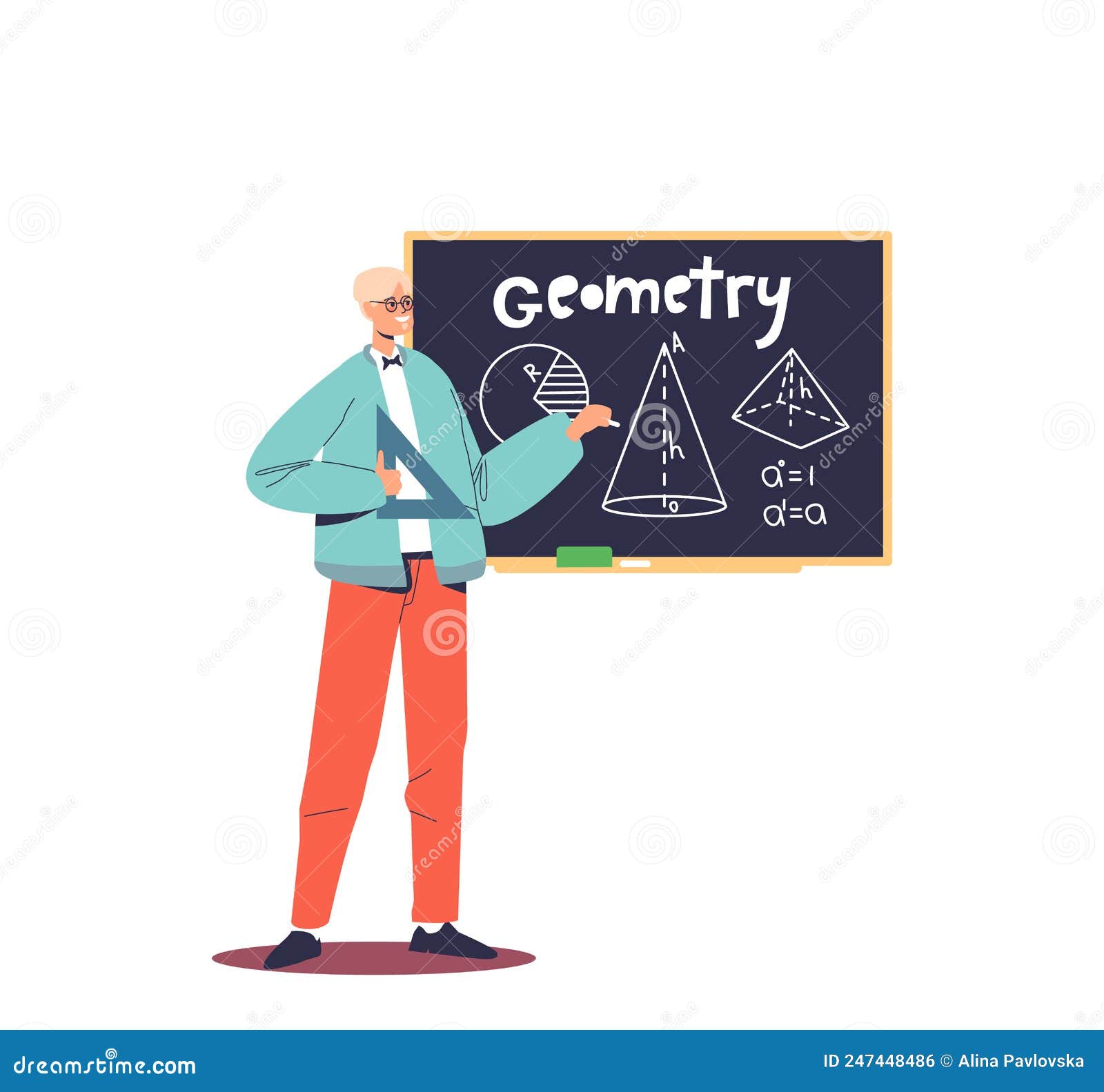 Geometry Teacher Icon In Blue Neon Style. Education Symbol Sign ...