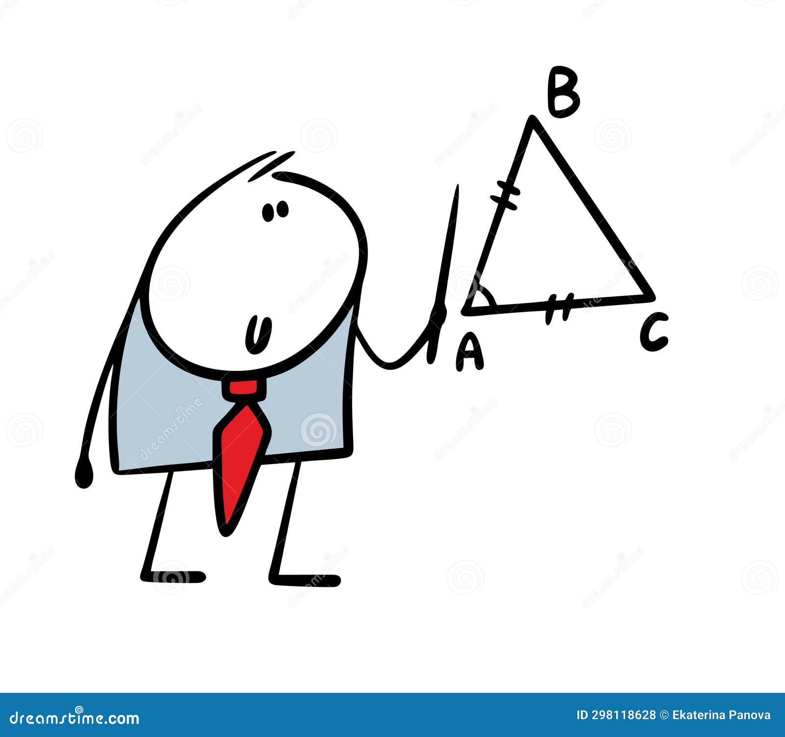 Geometry Teacher at School Stands at Blackboard, Holds Pointer and ...