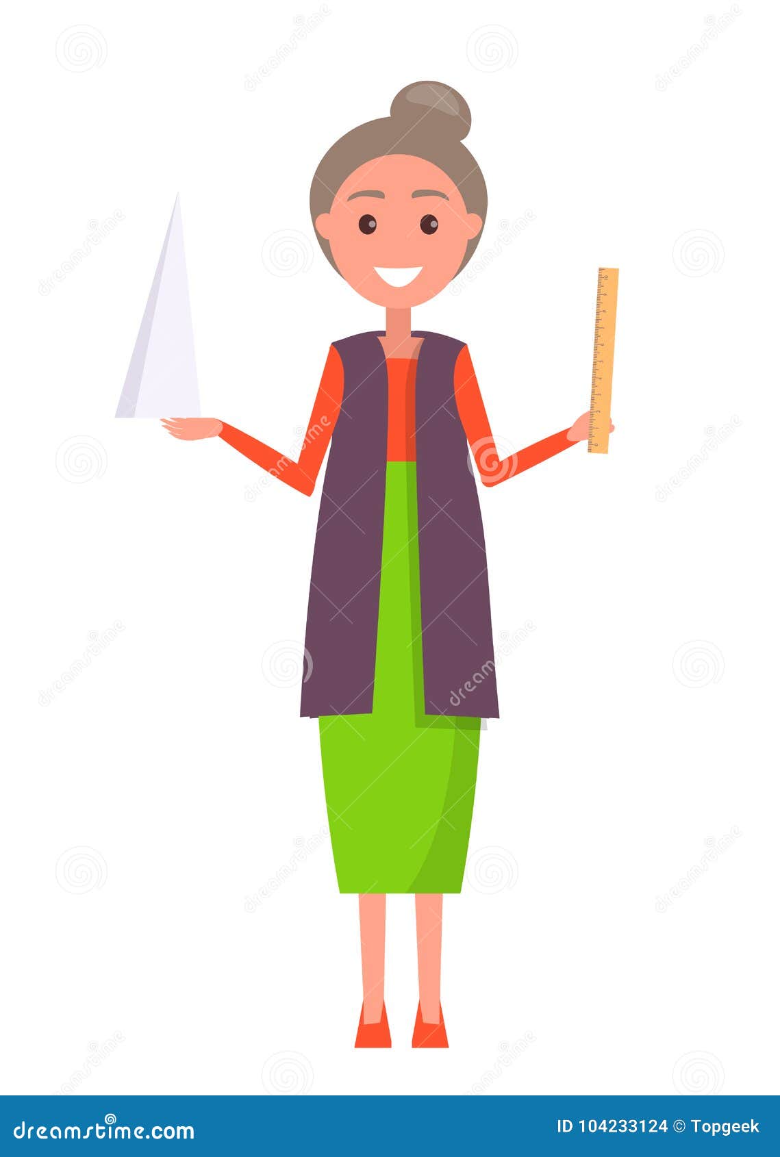 Geometry Teacher with Triangular Figure and Ruler Stock Vector ...