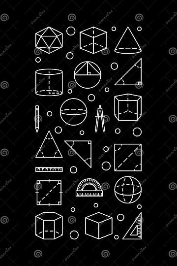 Geometry and Trigonometry Vector Math Concept Vertical Thin Line Banner ...