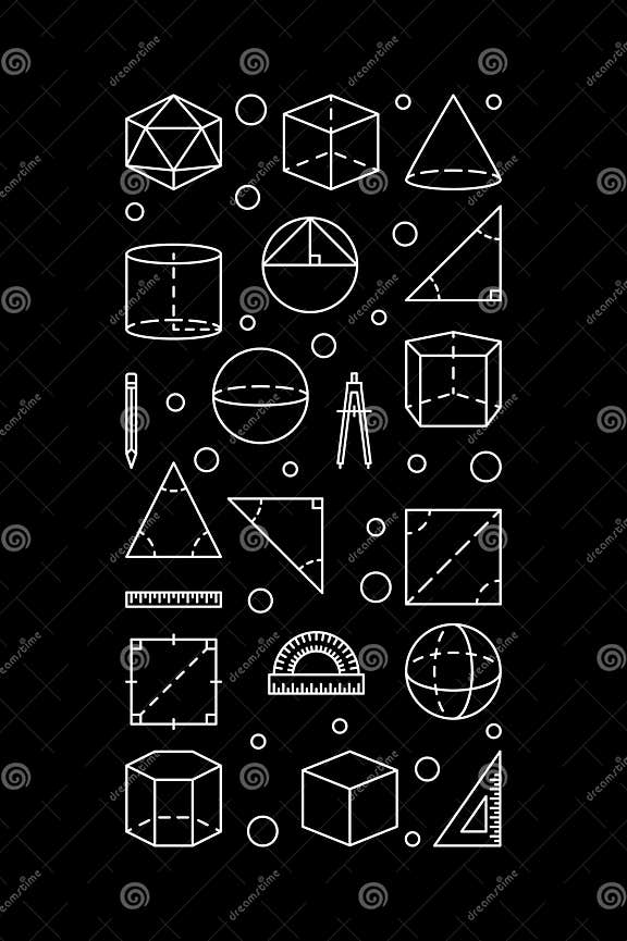 Geometry and Trigonometry Vector Math Concept Vertical Thin Line Banner ...