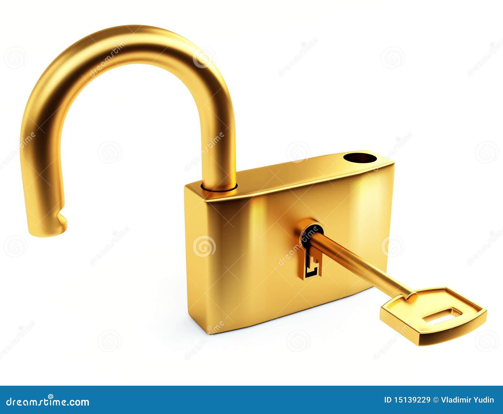 Geopend gouden slot stock illustratie. Illustration of wacht - 15139229