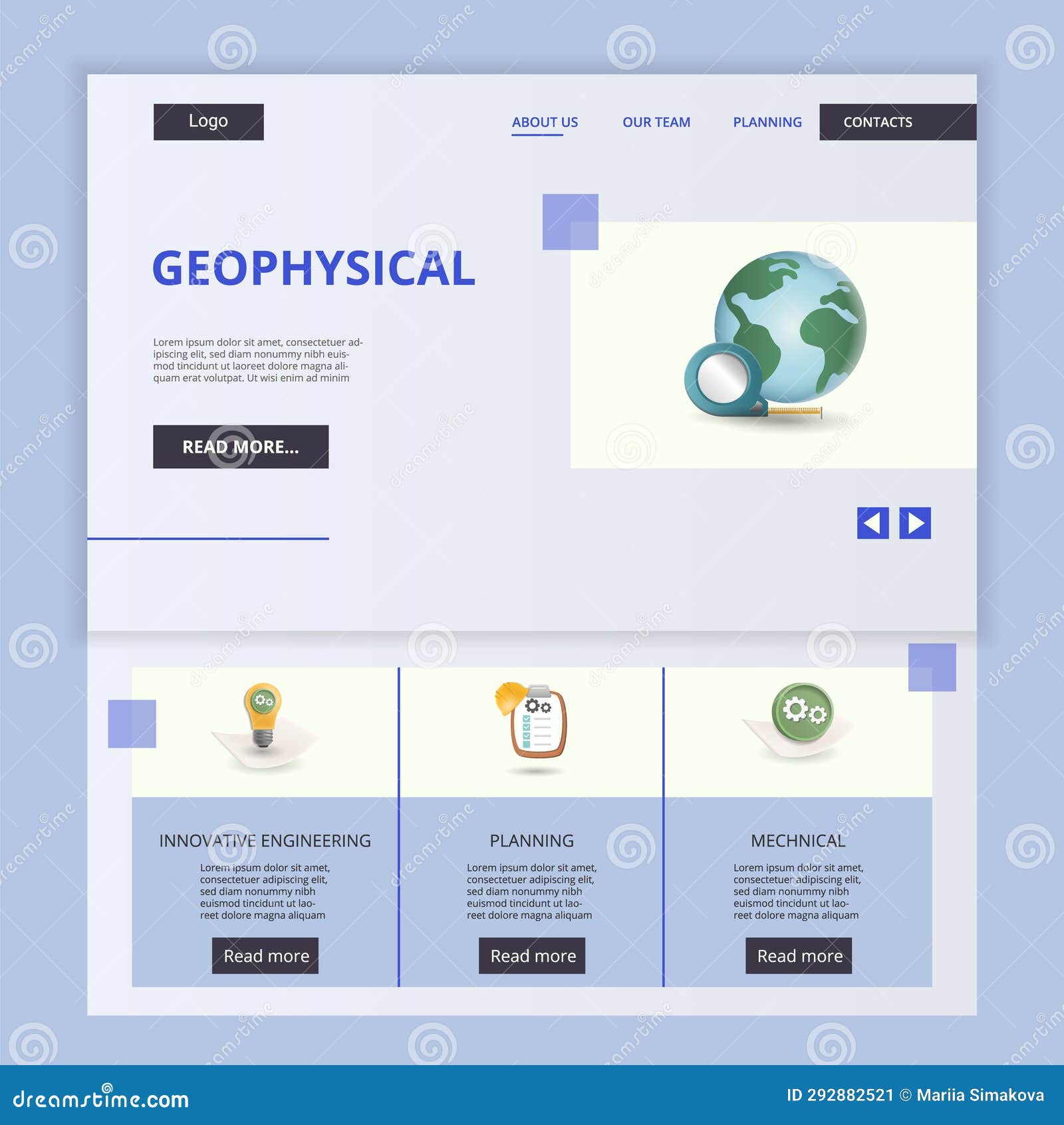 Geophysical Flat Landing Page Website Template. Innovative Engineering ...