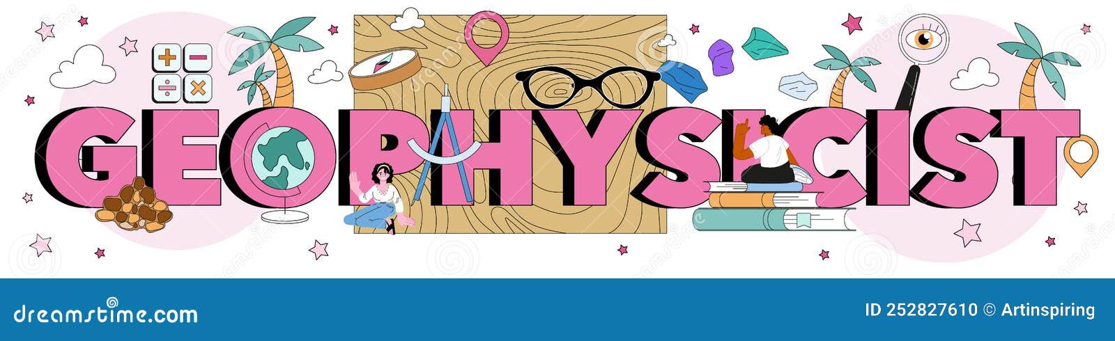 Geophysicist Typographic Header. Scientist Study Structure of the ...